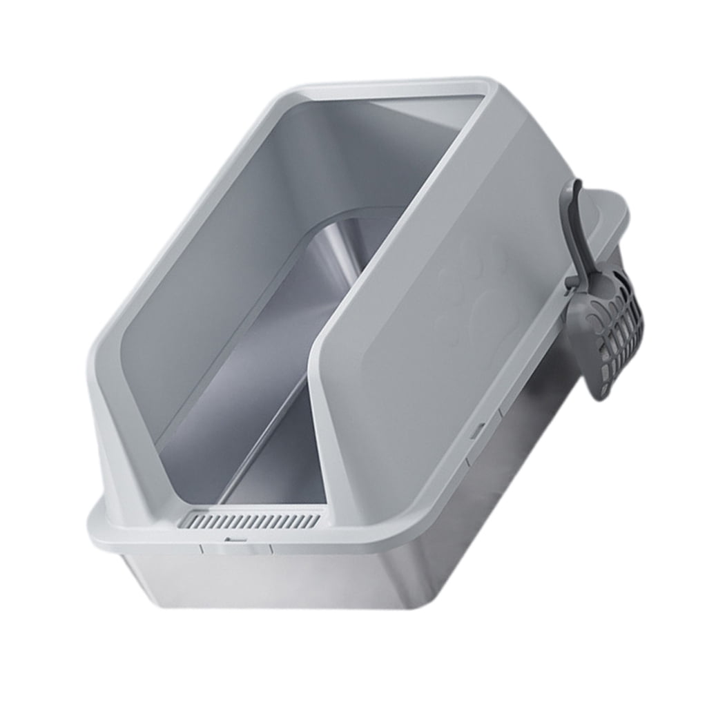 High Side Cats Litter Box with Stainless Steel Tray and Removable Panel ...