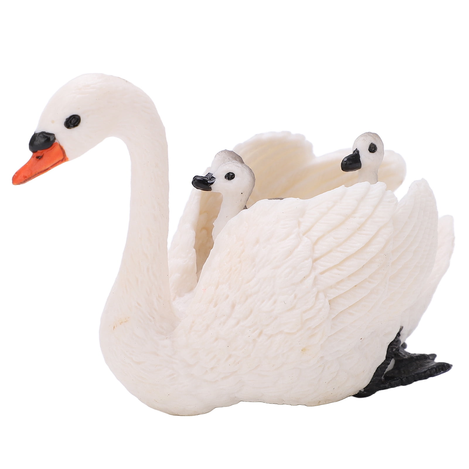 High Simulation White Swan Ornament with Small Swans - Lifelike Animal ...