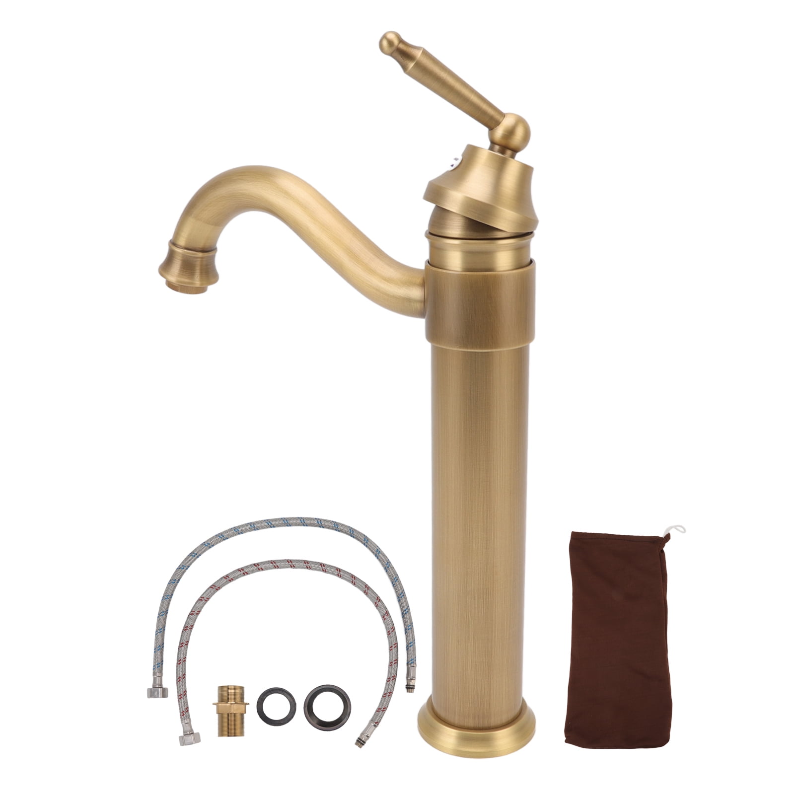 High Sink Faucet Copper Retro Industrial Single Handle Cold Hot Water ...