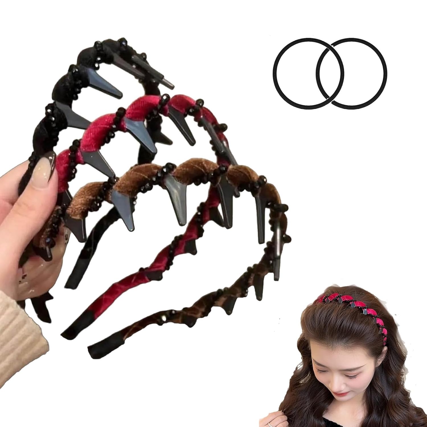 High Skull Headbands for Women, Retro High Skull Pearl Headband ...