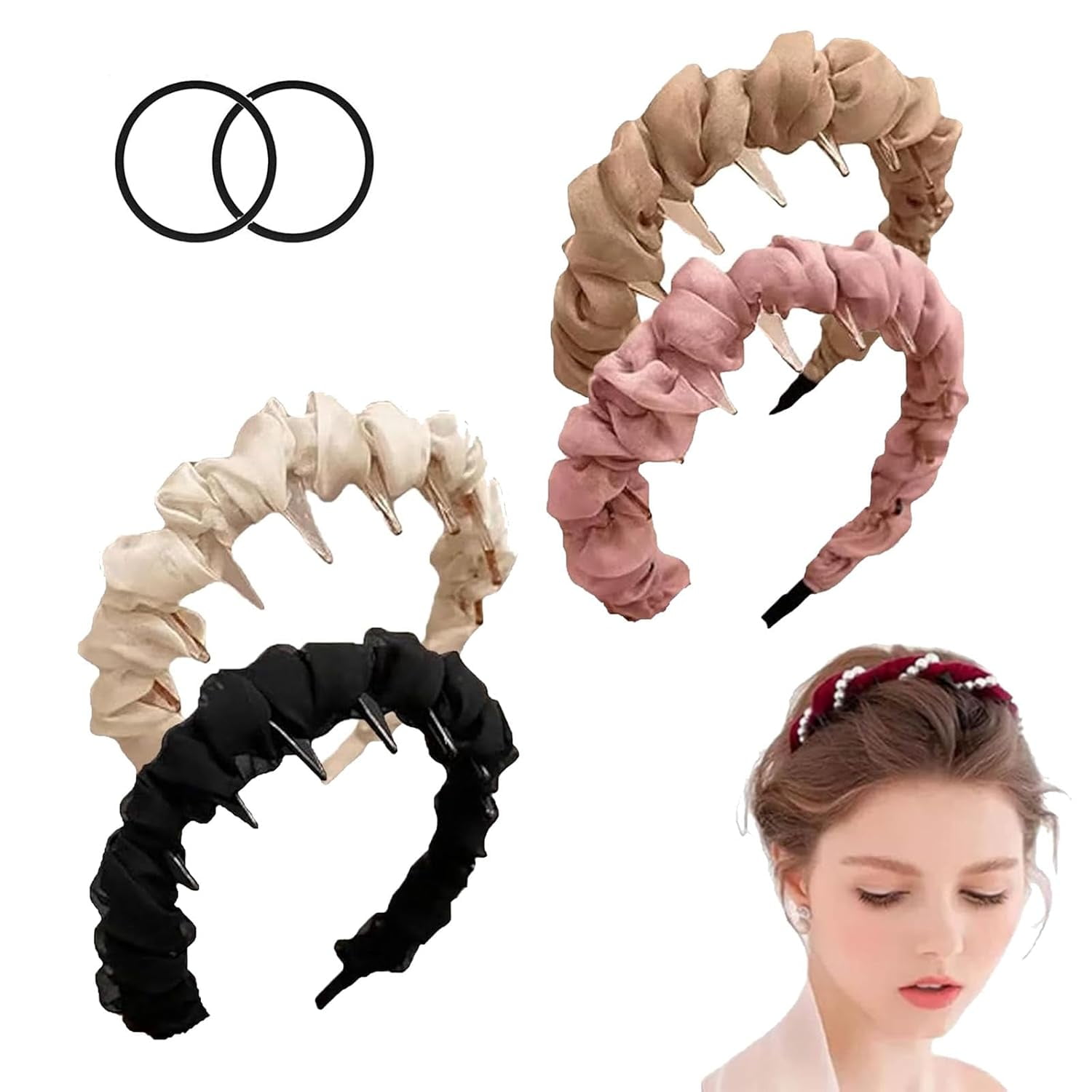 High Skull Headbands for Women, Retro High Skull Pearl Headband ...