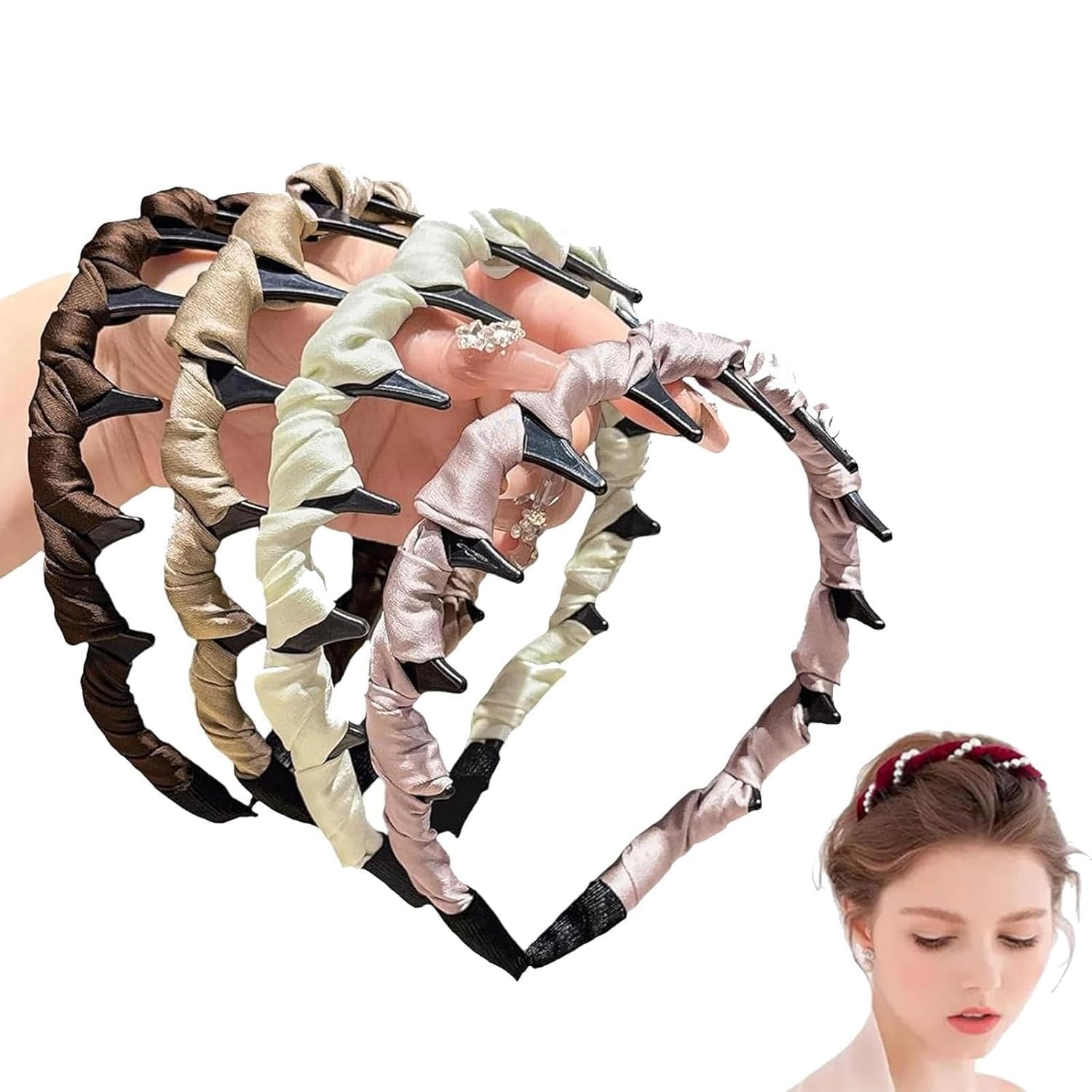 High Skull Headbands for Women, Retro High Skull Pearl Headband ...