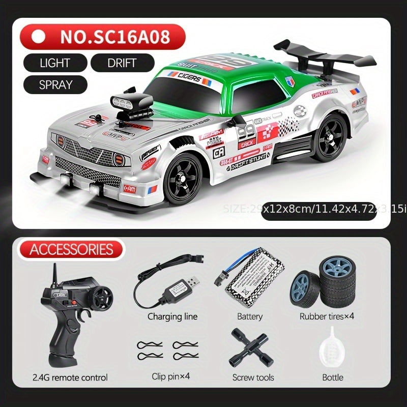 High-Speed 1:16 RC Rally Car: Bright LEDs, USB Charging, Four-Wheel ...