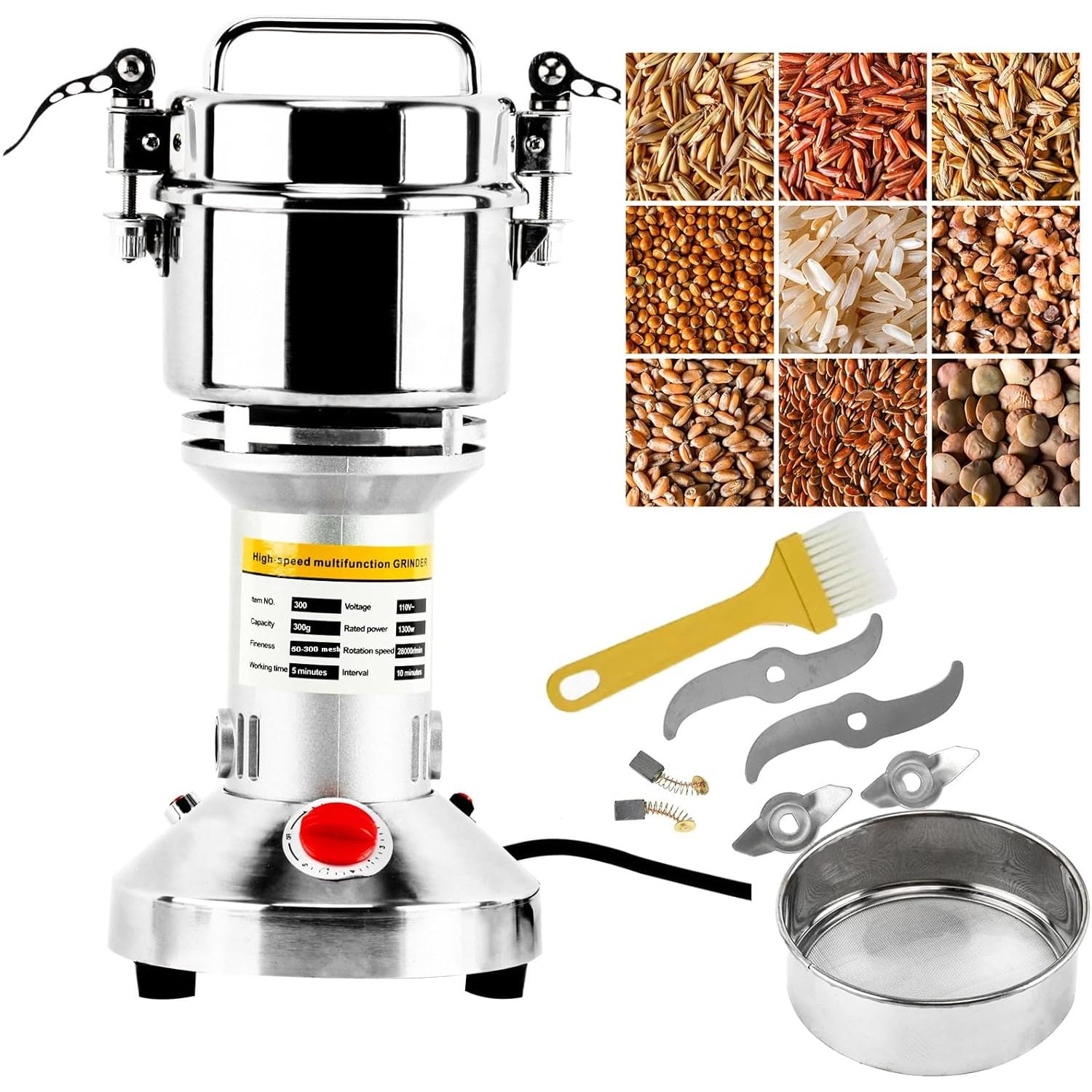 High Speed 300g Electric Grain Mill Grinder Powder Machine Spice Herb ...