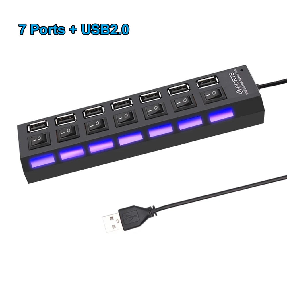 High Speed 4/7 Ports USB HUB 2.0 Adapter Expander Multi USB Splitter ...