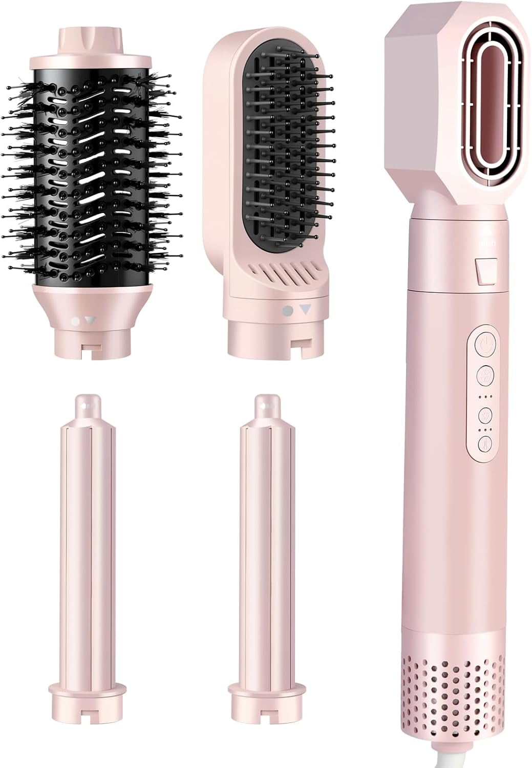 High-Speed 5-in-1 Hair Styler in Pink - Complete Hot Air Brush Kit with ...
