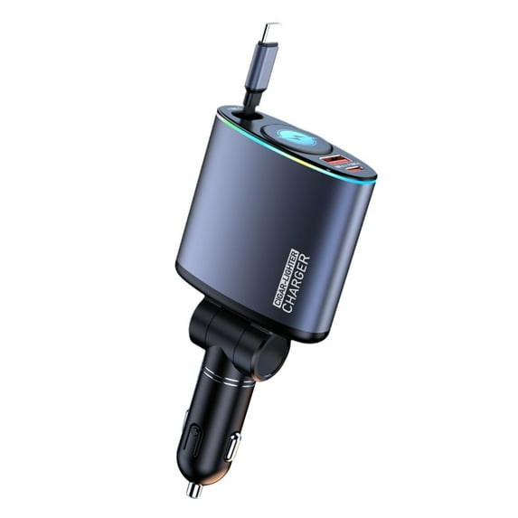 High Speed 66W Vehicle Fast Charging Adapter with Retractable Type C ...
