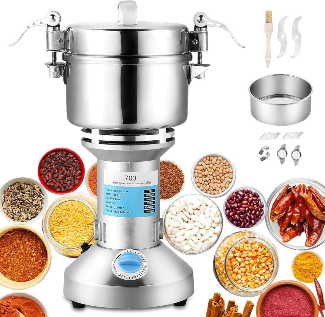 High Speed 700g Electric Grain Mill Machine Spice Herb Grinder 2500W 60 ...