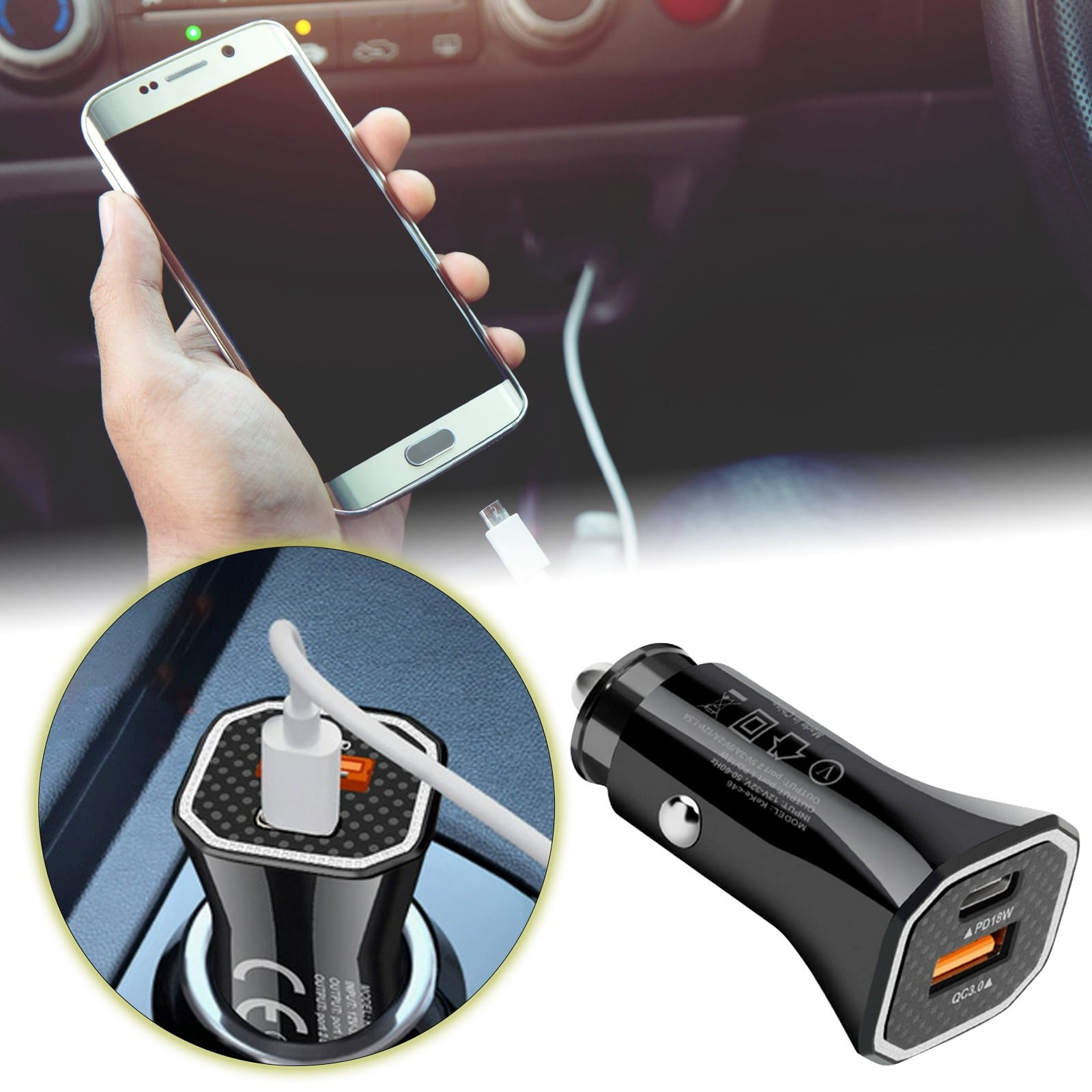 High-Speed Car Charger PD18W + QC30 Fast Charging Technology for Your ...