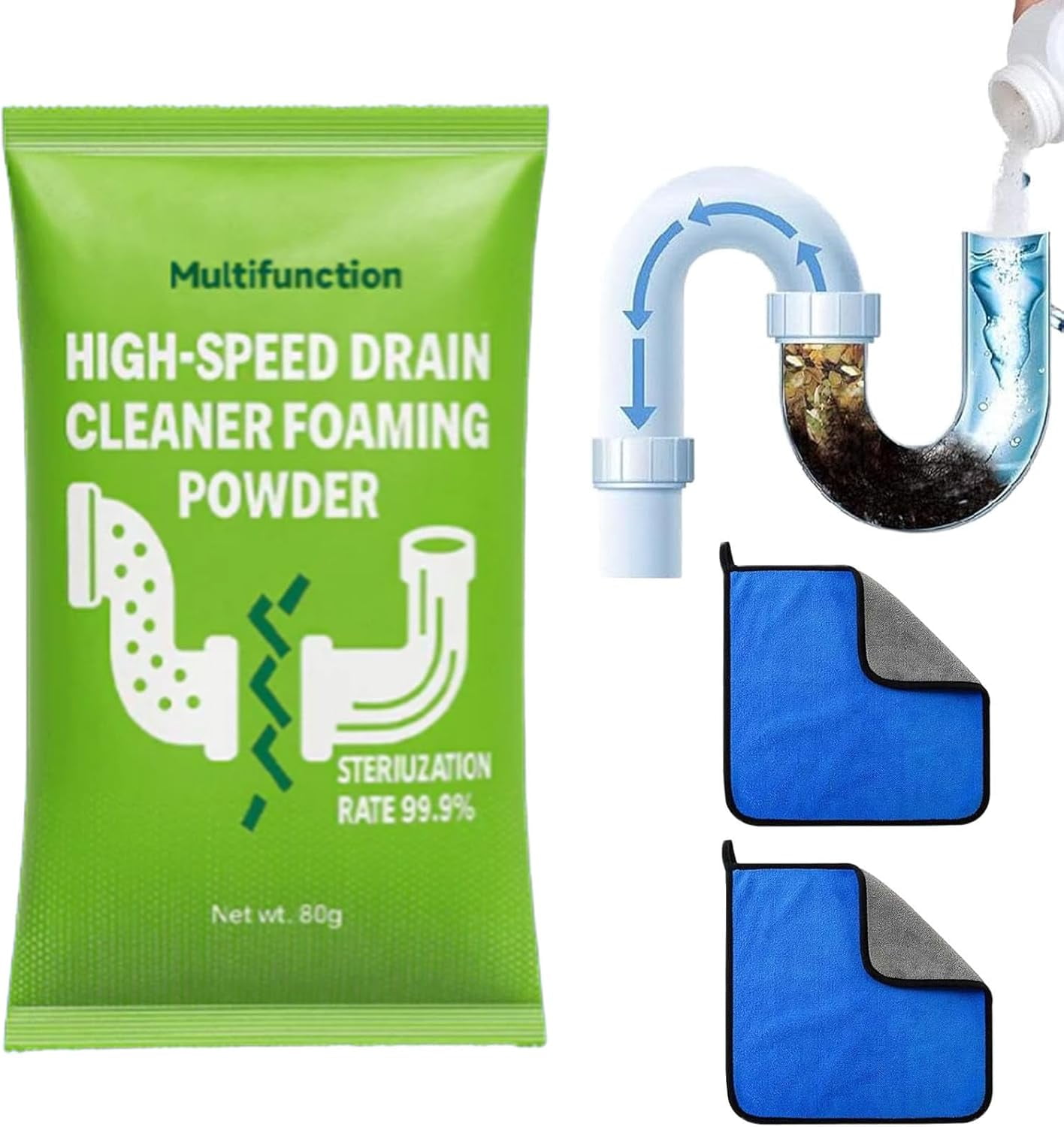 High-Speed Drain Cleaner Foaming Powder, Powerful Pipe Unclogger for ...