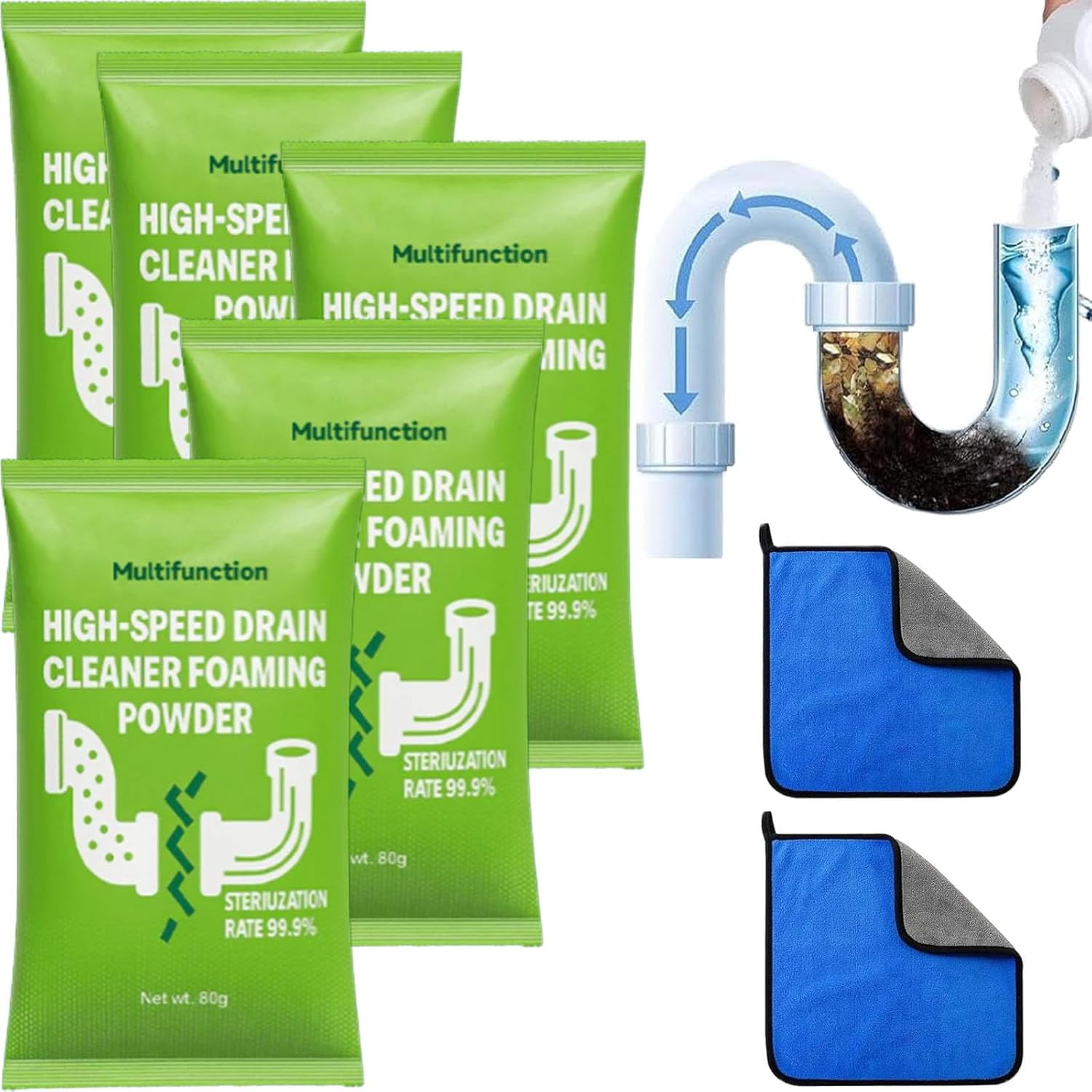 High-Speed Drain Cleaner Foaming Powder, Powerful Pipe Unclogger for ...