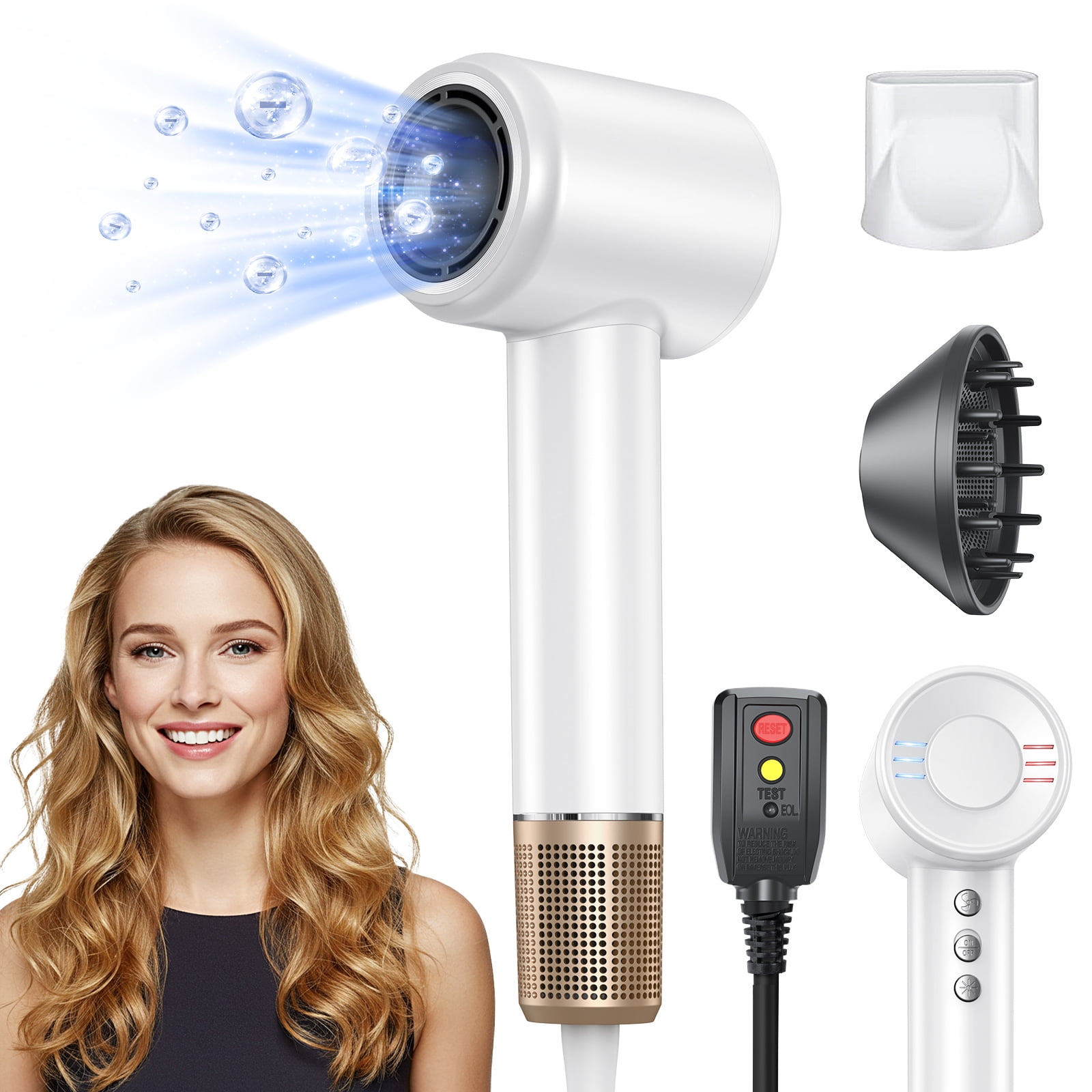 High Speed Hair Dryer-Bopcal Ionic Blow Dryer for Hair Care,3 Speeds ...