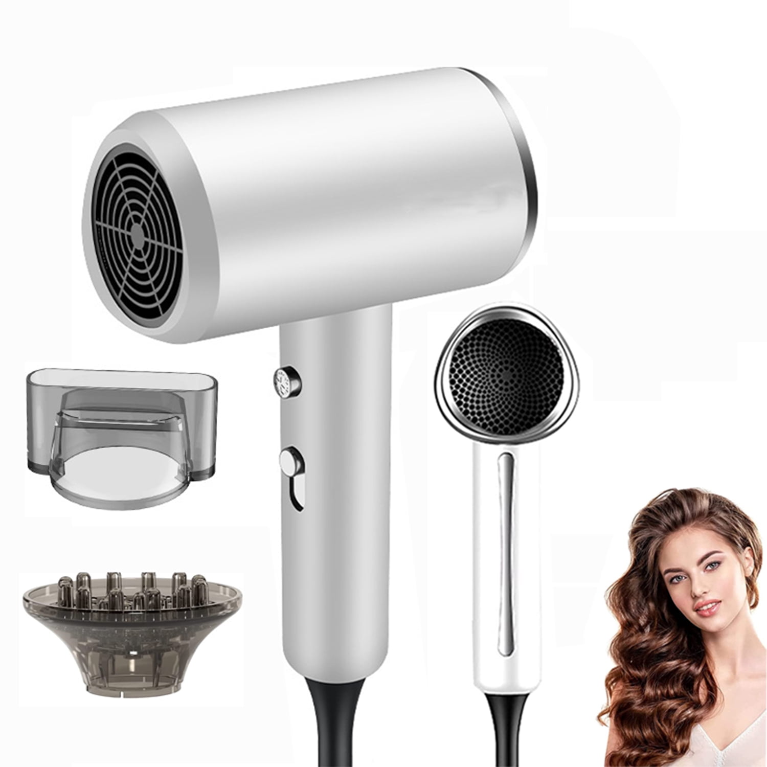 2000W High-Speed Ionic Hair Dryer with Diffuser, 3 Temps, 2 Speeds ...