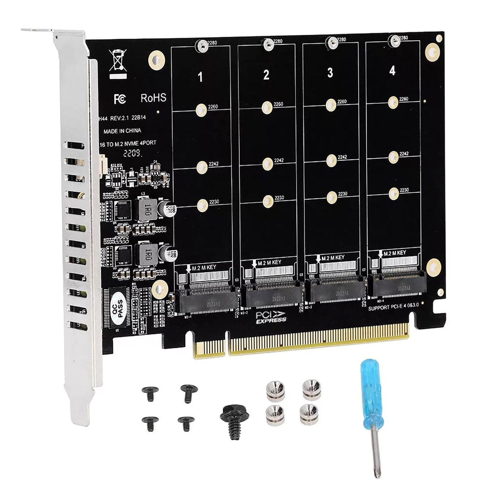 High Speed PCIE X16 4 Port Expansion Card for M.2 NVME SSD Stable ...