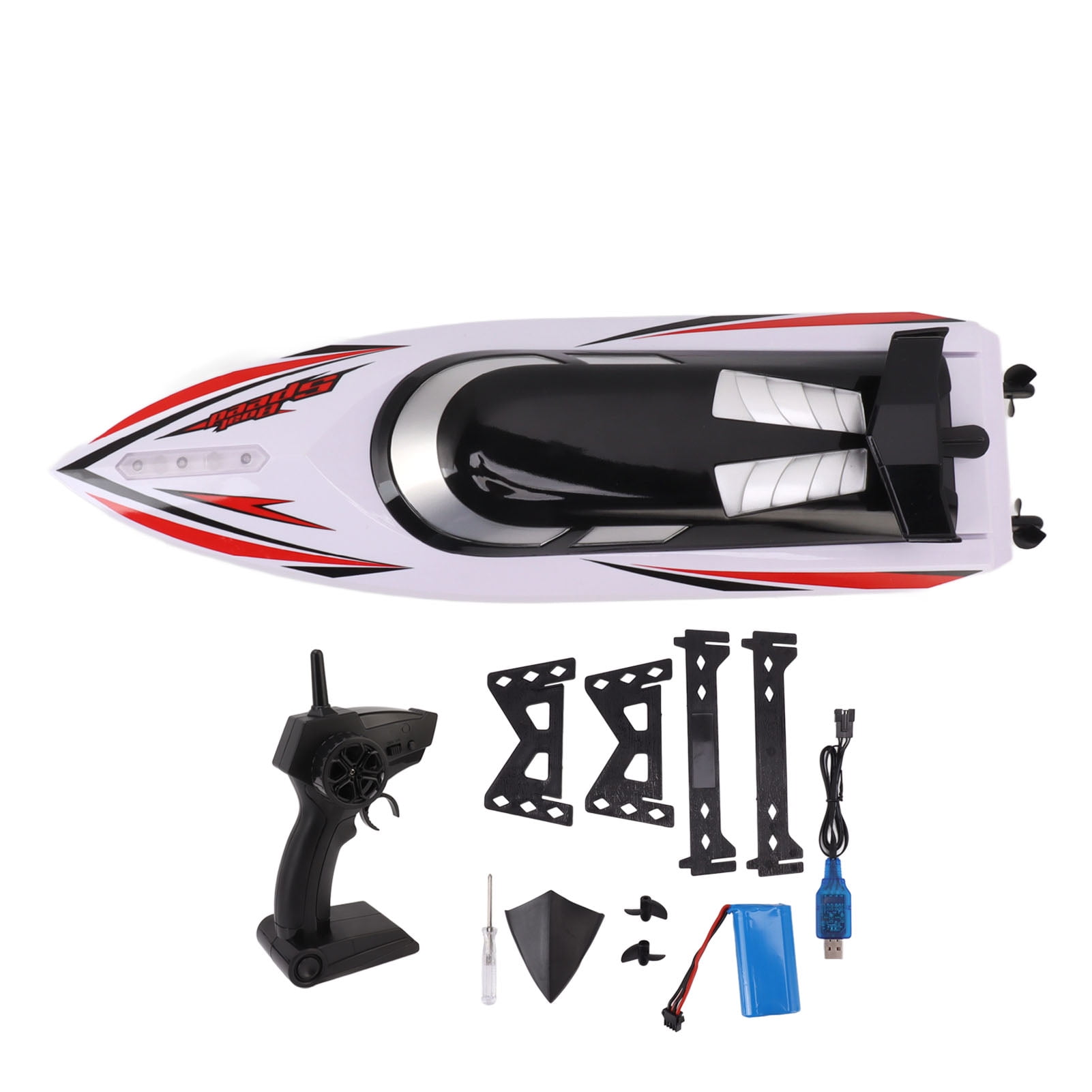 High Speed RC Boat 2.4G Waterproof Dual Propeller Drive Low Power Alert ...