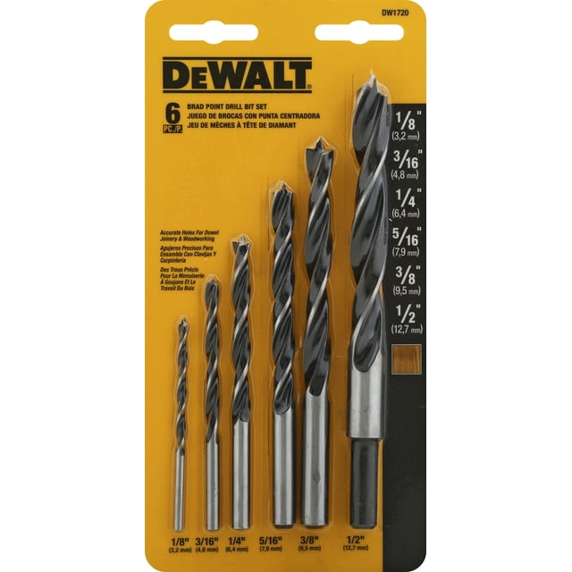 DEWALT DW1720 Brad Point Bit Set, 6-Piece - Walmart.com
