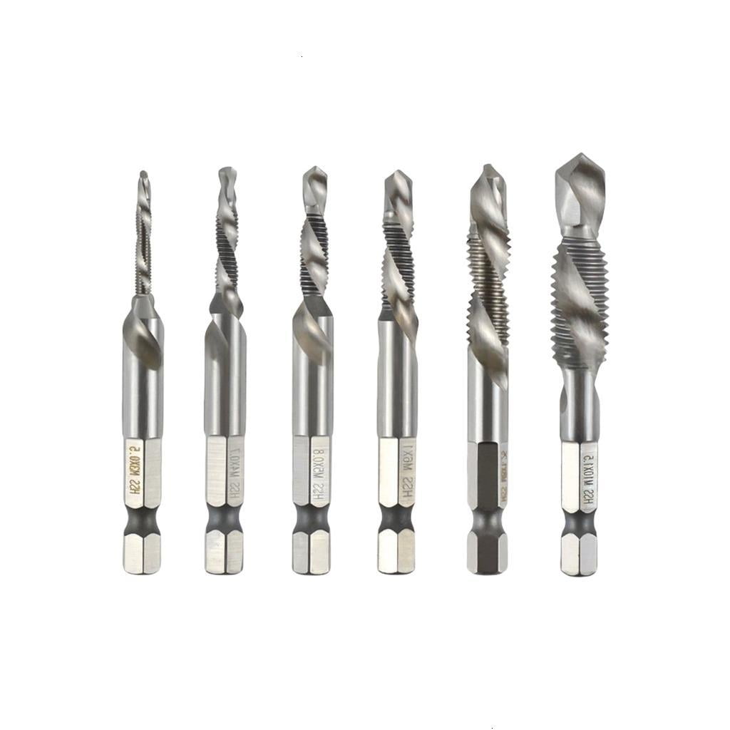 High Speed Steel Screw Thread Tap Drill Bit 1/4Inch Hexagonal Shank For ...