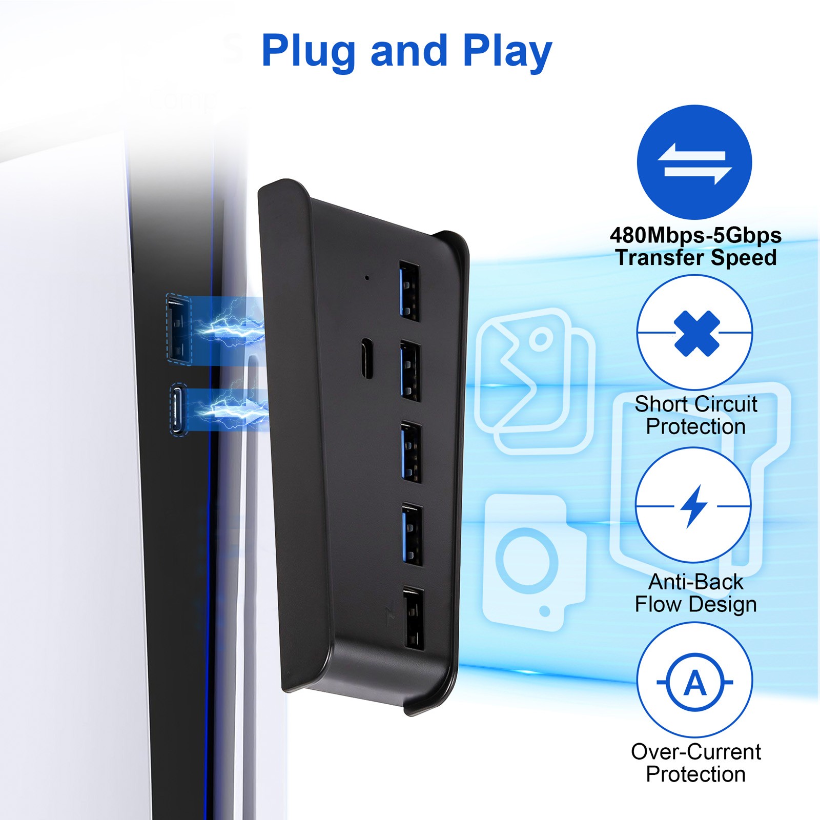 High Speed Transmission Extender PS5 HUB Converter USB Connection ...