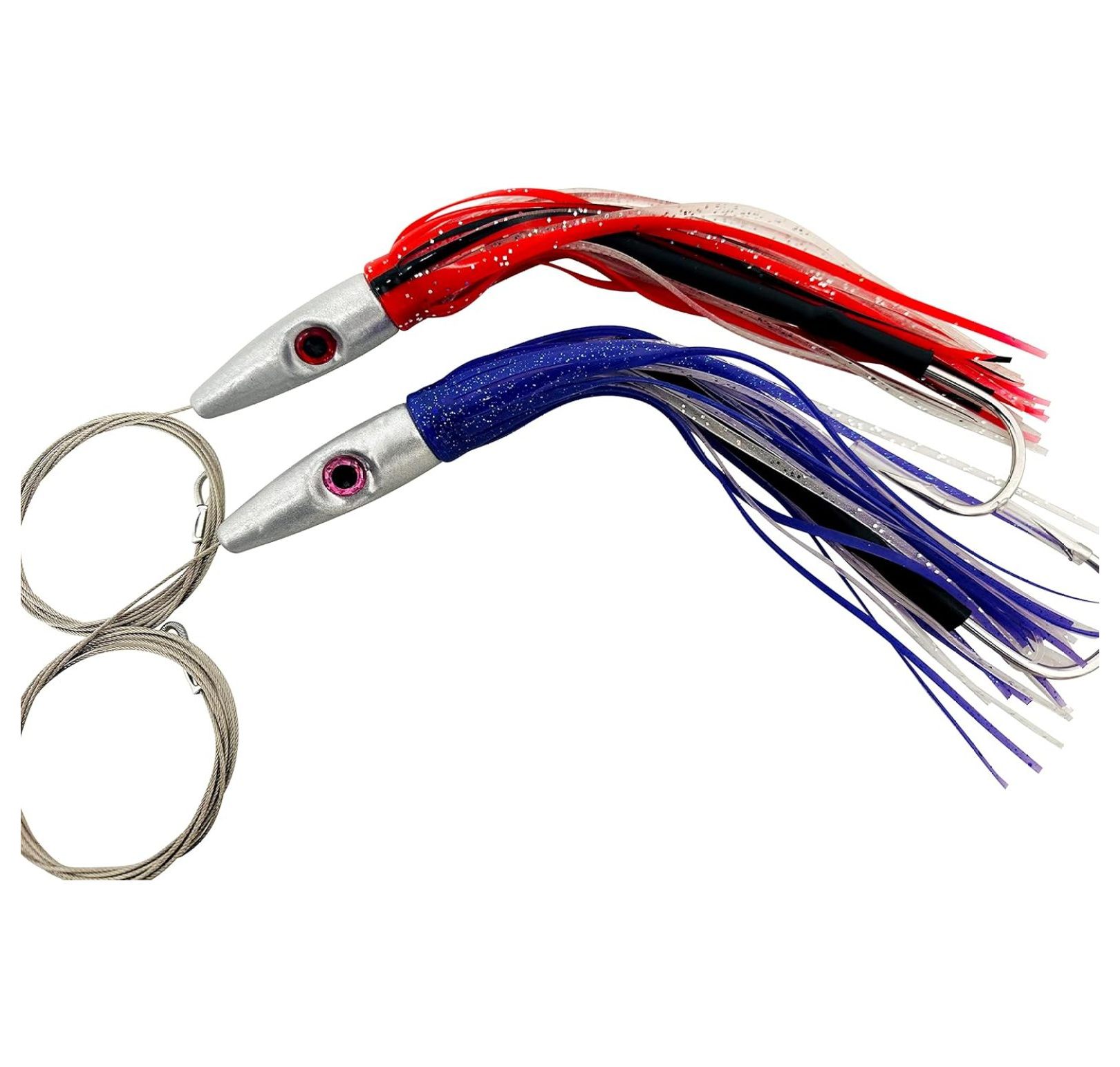 High Speed Wahoo Lures 2 Pack Fully Rigged 6 Ft 280 LBS SS Leader + Bag ...