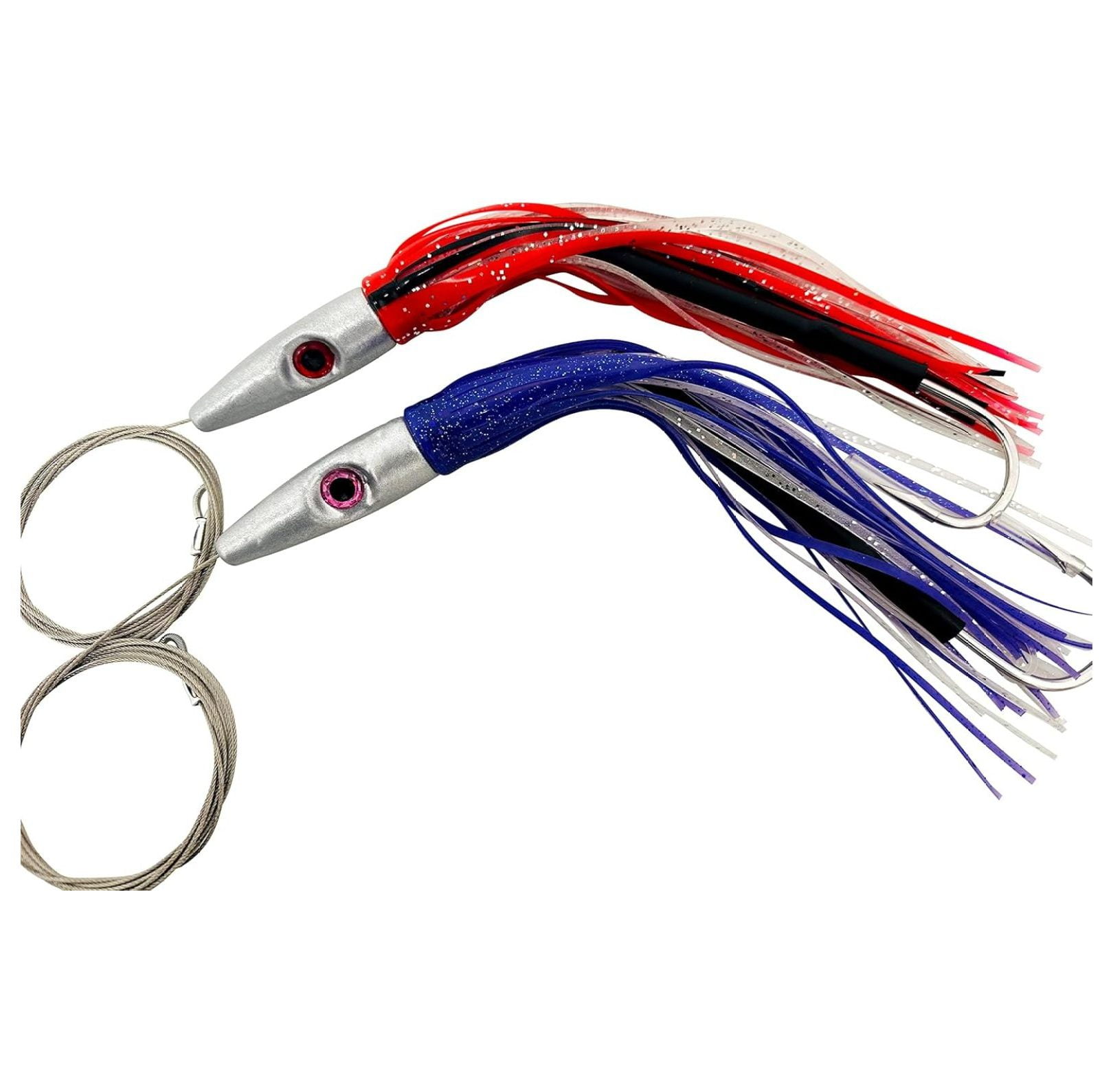 High Speed Wahoo Lures 2 Pack Fully Rigged 6 Ft 280 LBS SS Leader + Bag ...