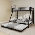 High-Stability Square Tube Bunk Bed, Featuring Ladder & Rolling Trundle ...