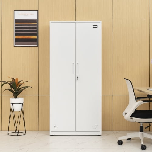 High Storage Cabinet with 2 Doors and 4 Partitions to Separate 5 ...