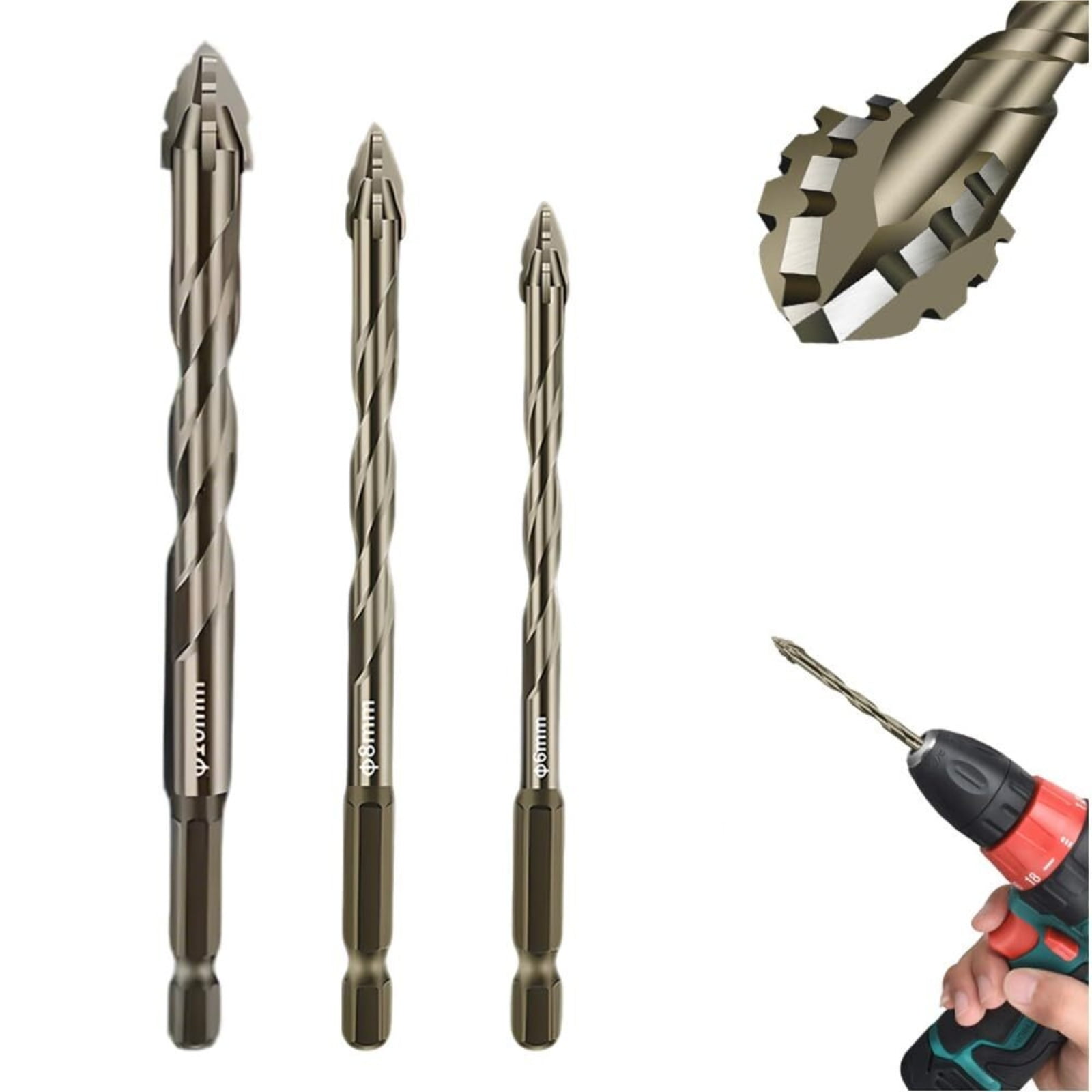 High Strength 4 Flute Quad Edge Drill Bits Set for Masonry, Concrete ...