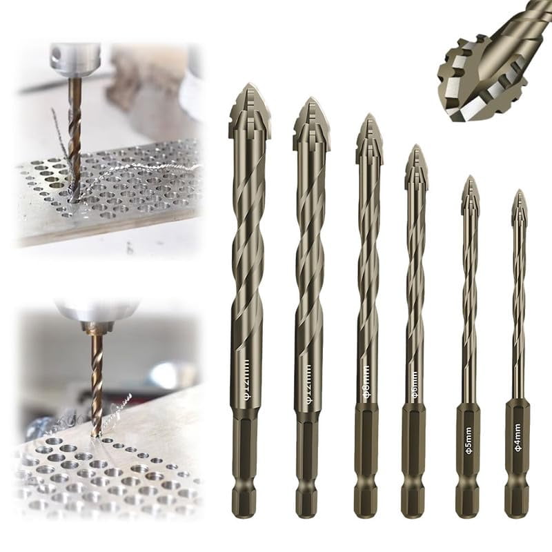 High-Strength 4-Flute Serrated Eccentric Drill Bit Kit, Four-Flute ...