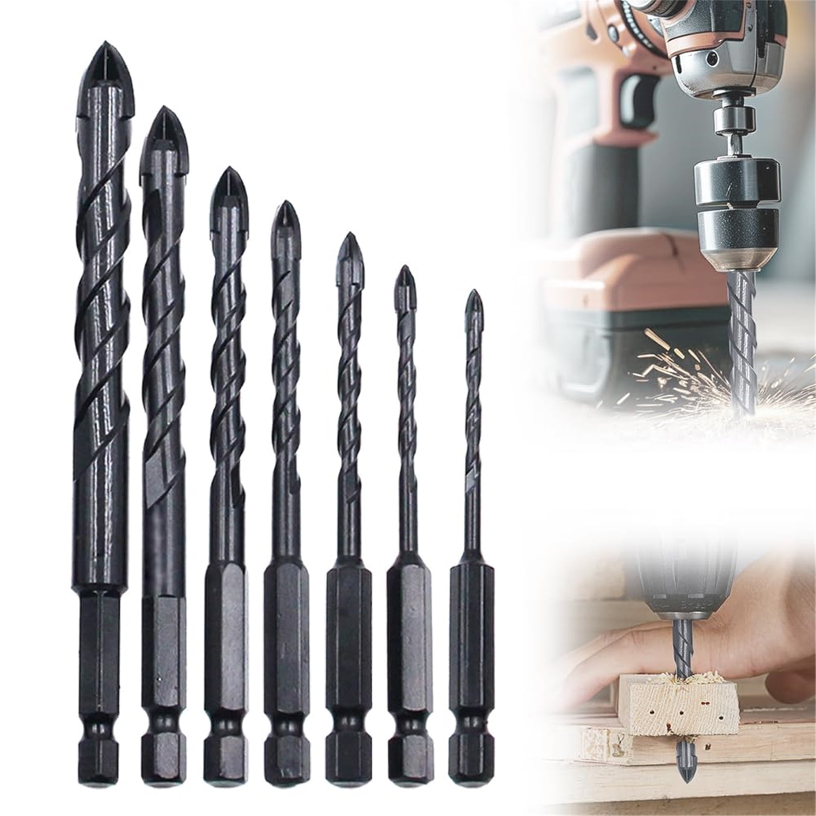 High Strength Four Edge Cross Drill Bit Set，2025 New Multipurpose Drill Bits for Wood, Durable ...