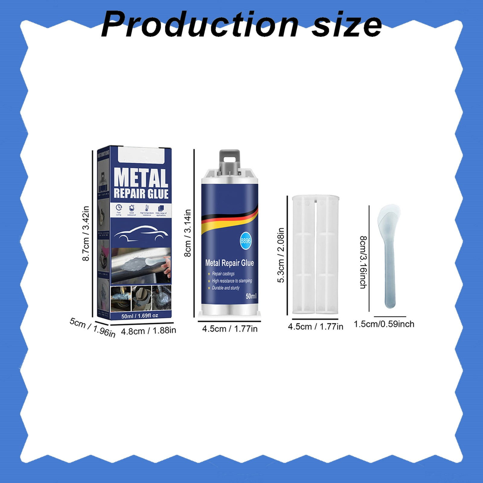 High-Strength Metal Adhesive (Casting Repair Compound), 10-Minute Set ...