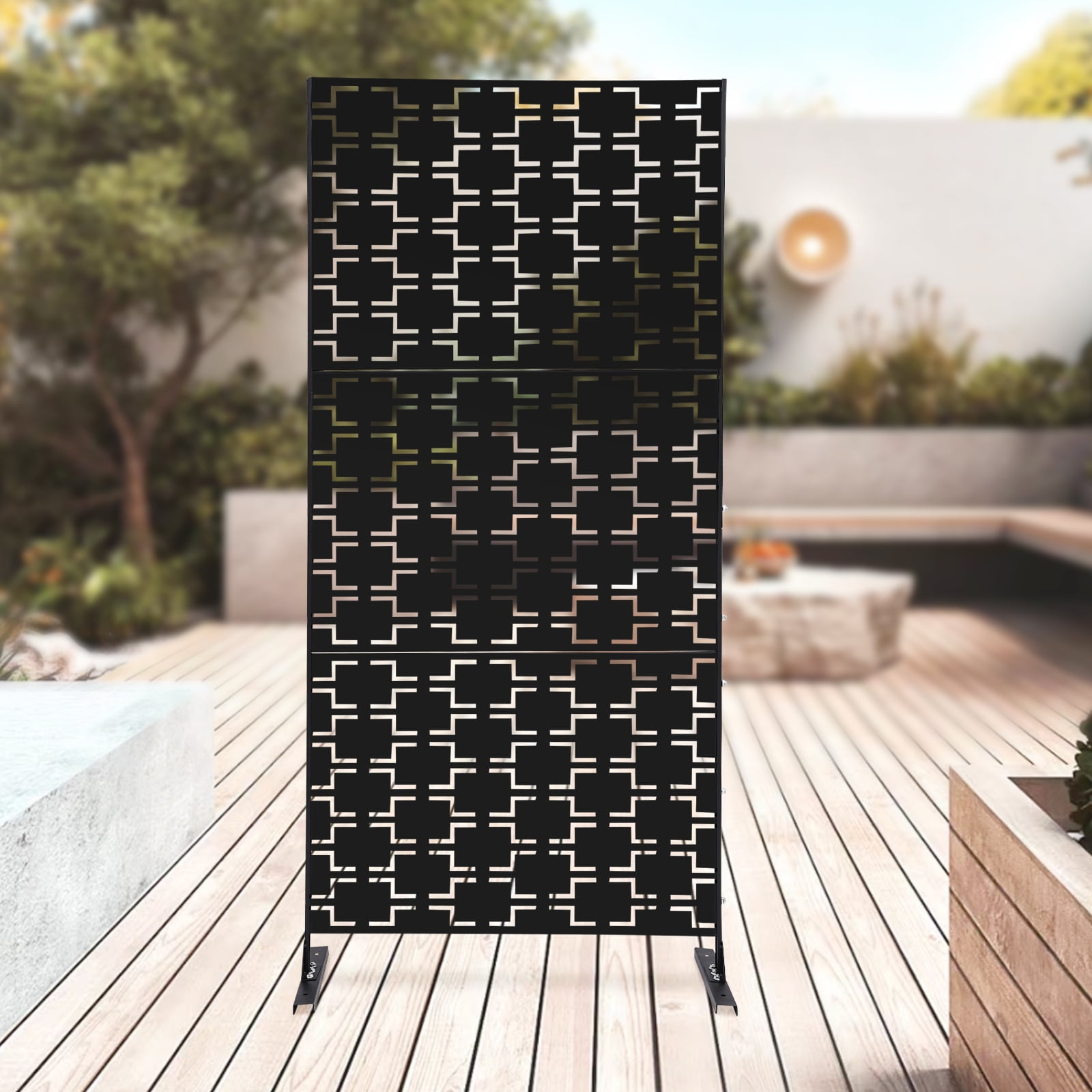 High-Strength Steel Patio Privacy Screen with Removable Panels ...