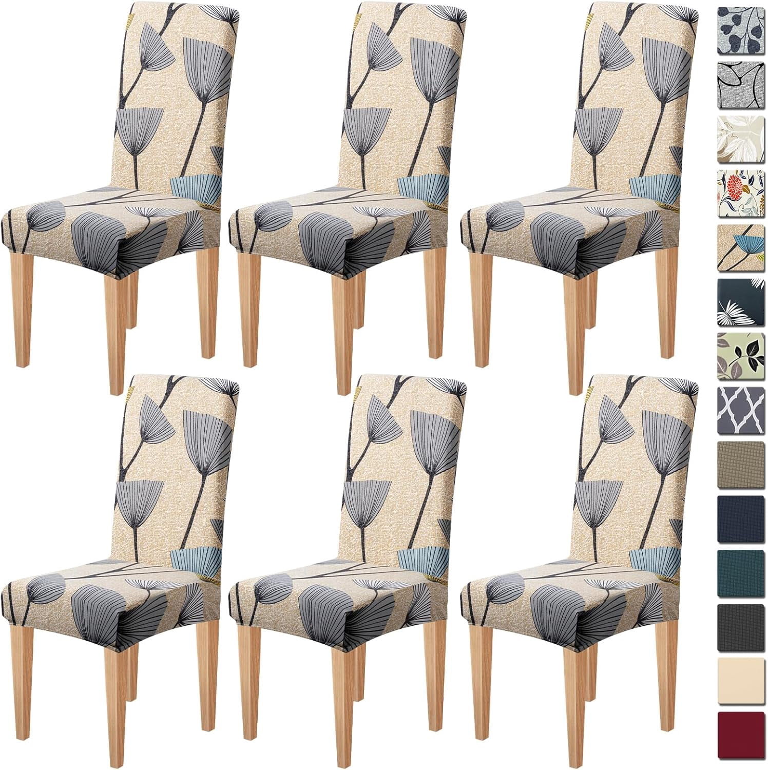 High Stretch Chair Covers for Dining Chairs, Washable Dining Chair ...