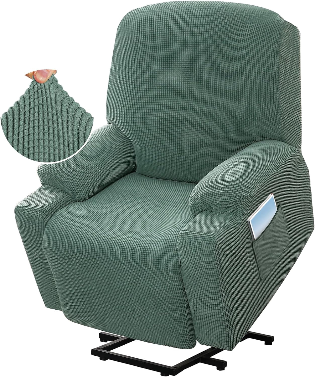 High Stretch Recliner Slipcover with Side Pocket Electric Power Lift ...