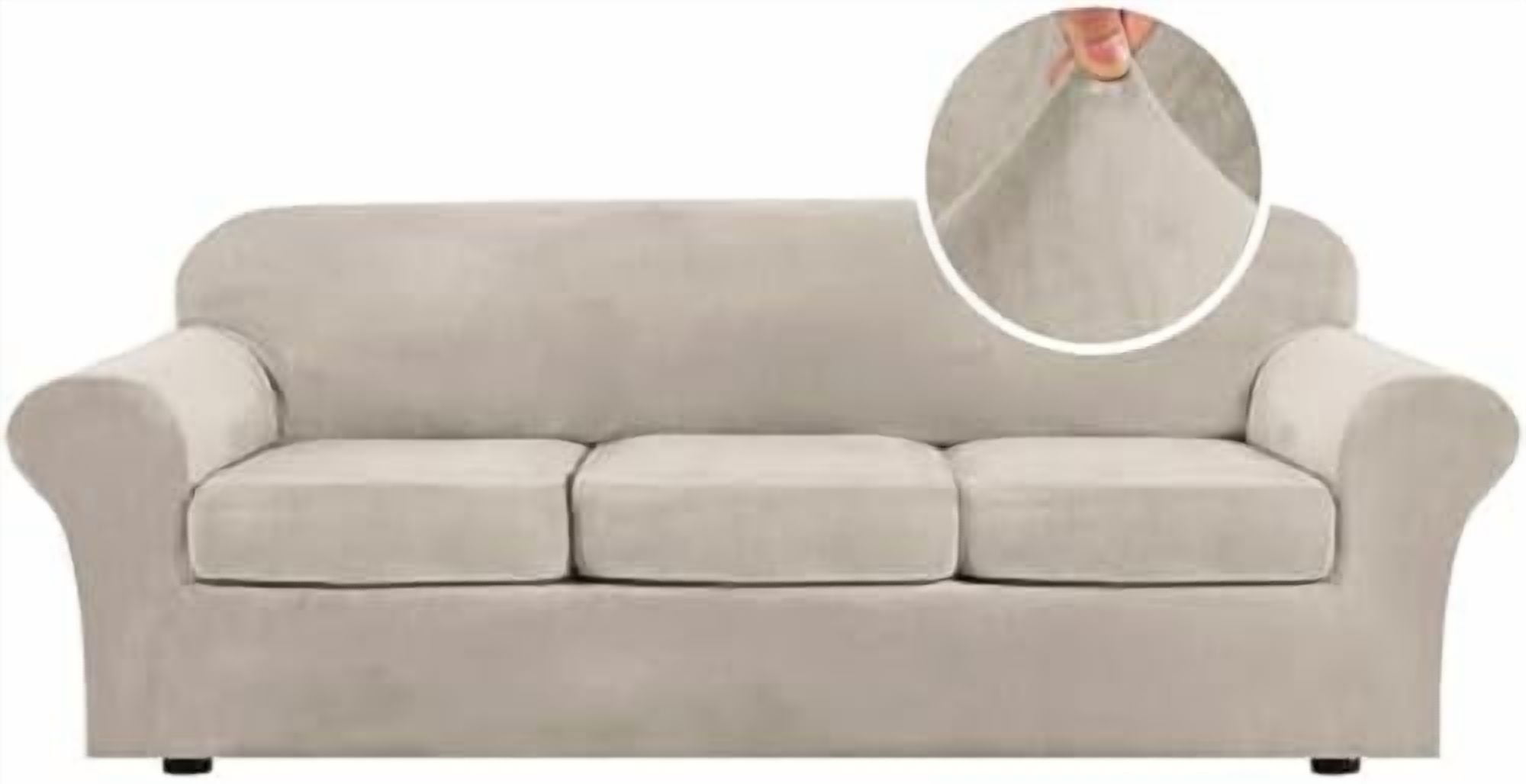High Stretch Sofa Slipcover 4 Piece Cover Velvet Furniture Protector ...