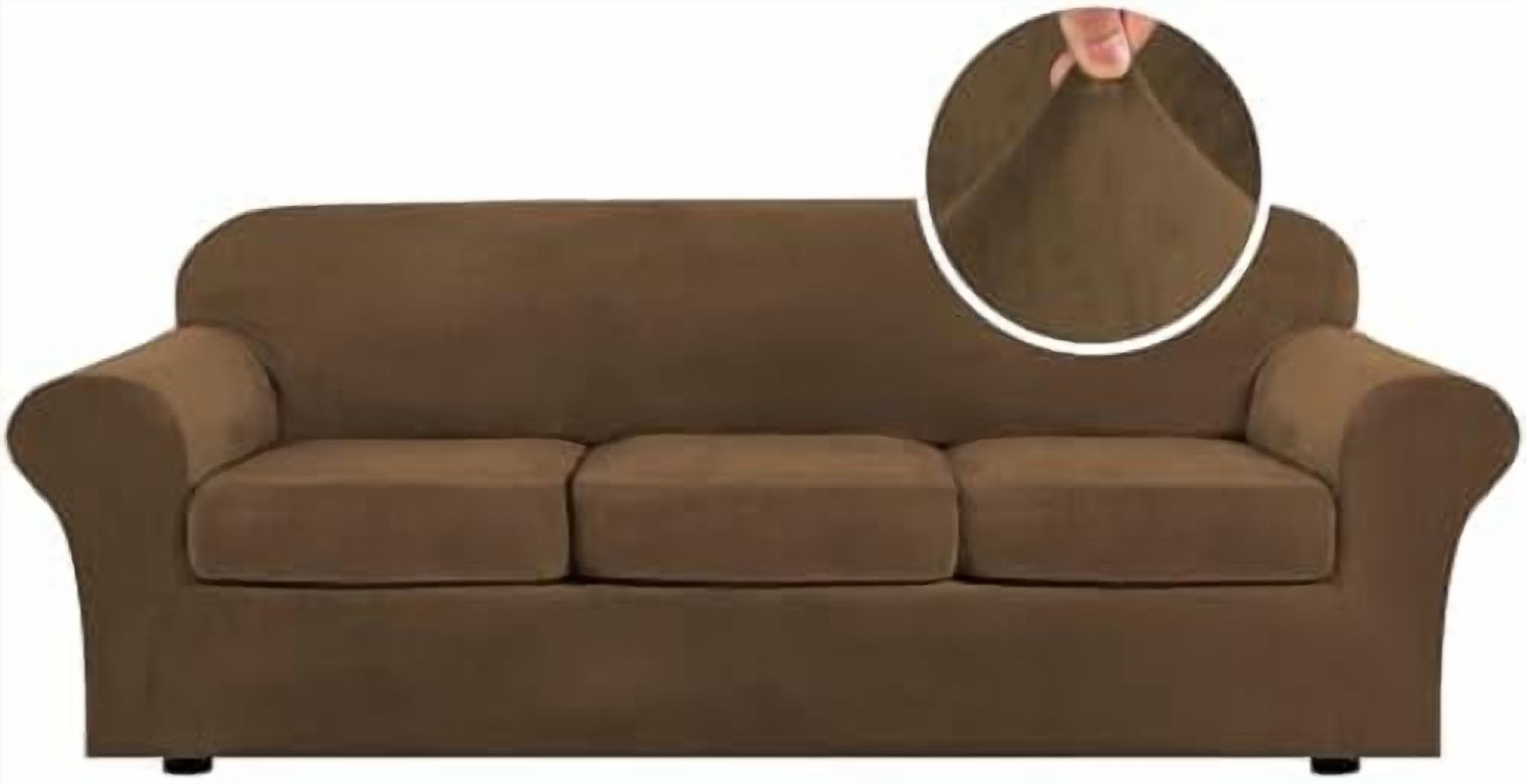 High Stretch Sofa Slipcover 4 Piece Cover Velvet Furniture Protector ...