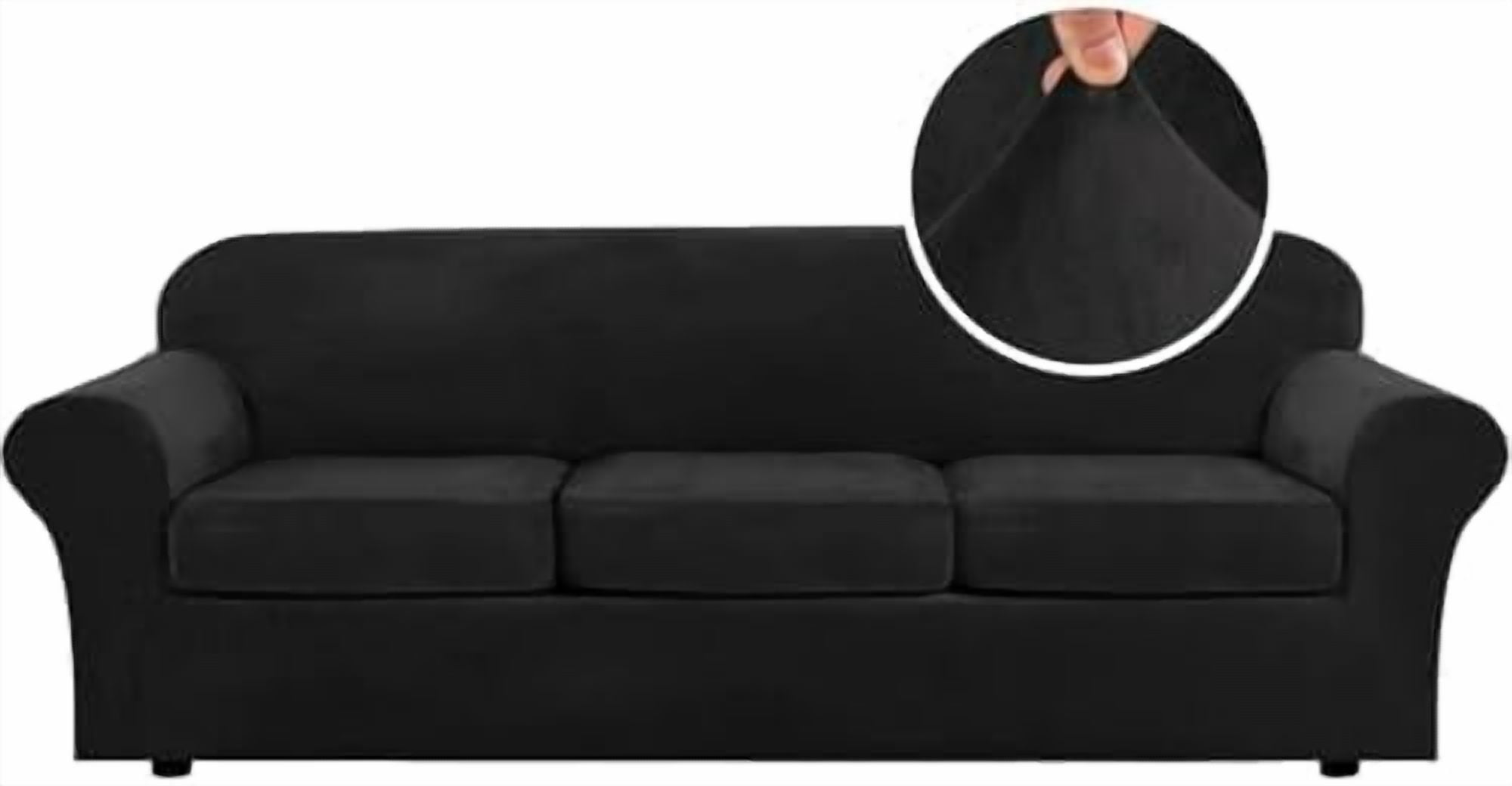 High Stretch Sofa Slipcover 4 Piece Cover Velvet Furniture Protector ...