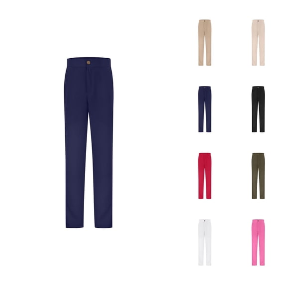 High Stretchy Girls Uniform Pants, Kids Dress School Twill Skinny Pants ...