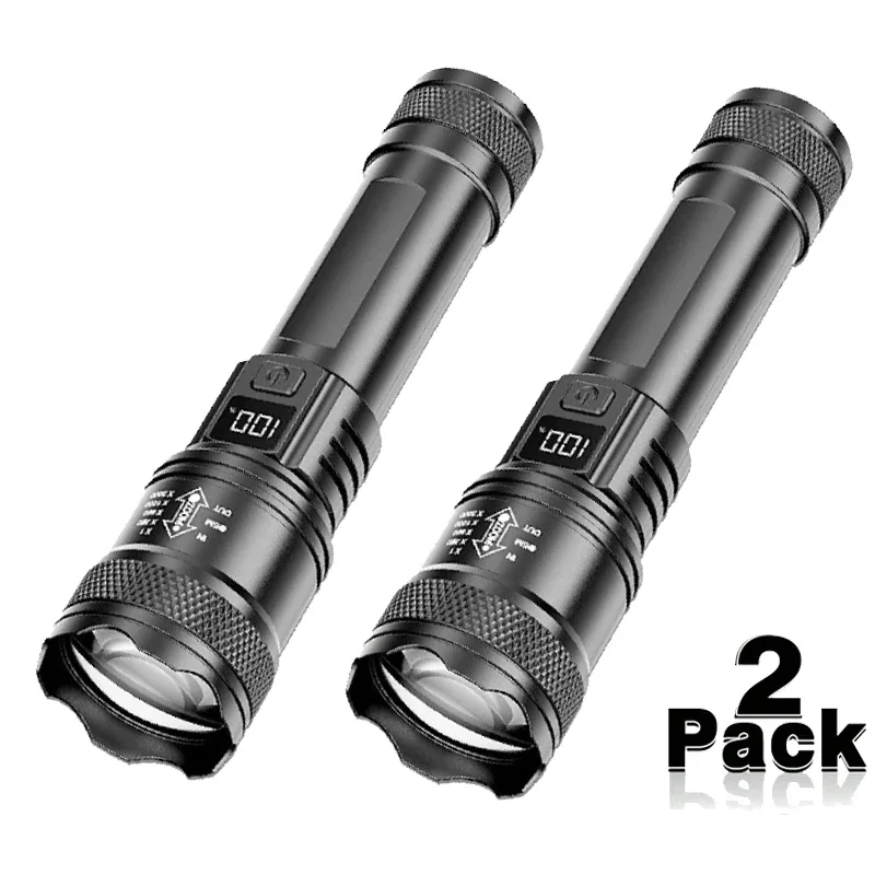 High Strong Power Led Flashlights 2000LM Tactical Torch with Display ...