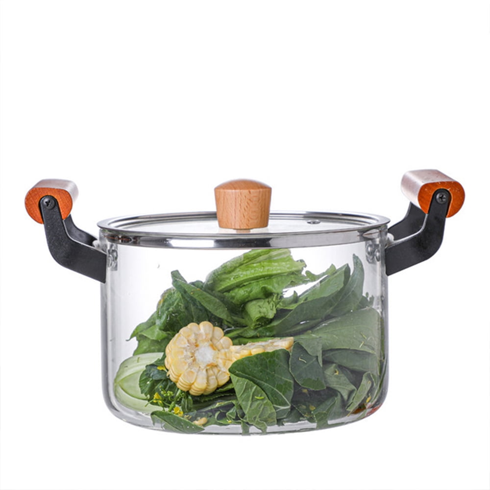 High Temperature Resistant Transparent Lid With Wooden Handle Stock Pot ...