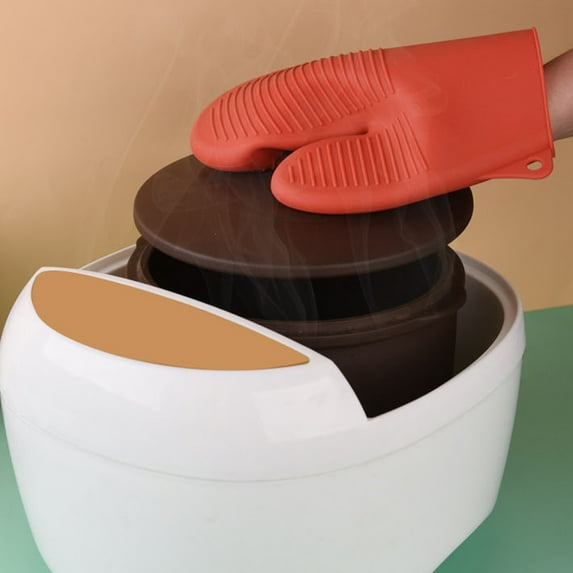 High Temperature Silicone Kitchen Gloves with Insulated Pot Holder for ...