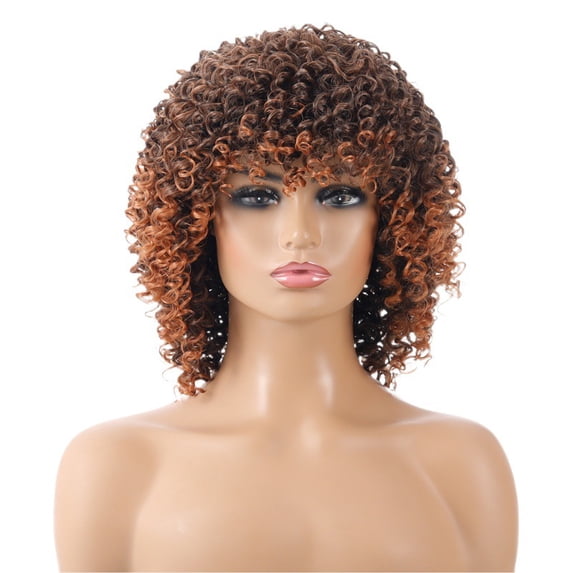 High Temperature Silk Fluffy Short Hair Cap for Women - Mixed Brown ...