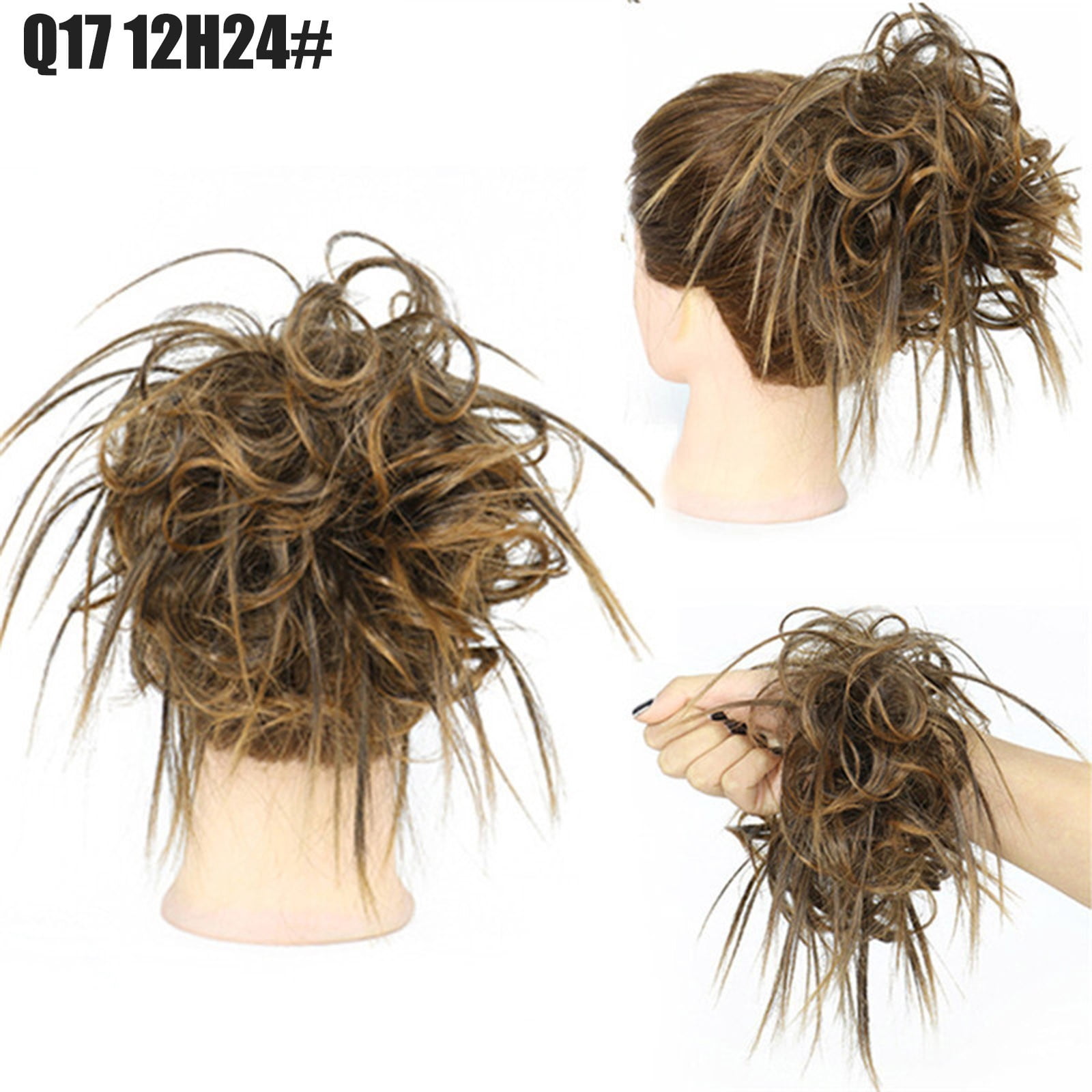 High Temperature Silk Synthetic Messy Bun Wig Hair Band with Elastic ...