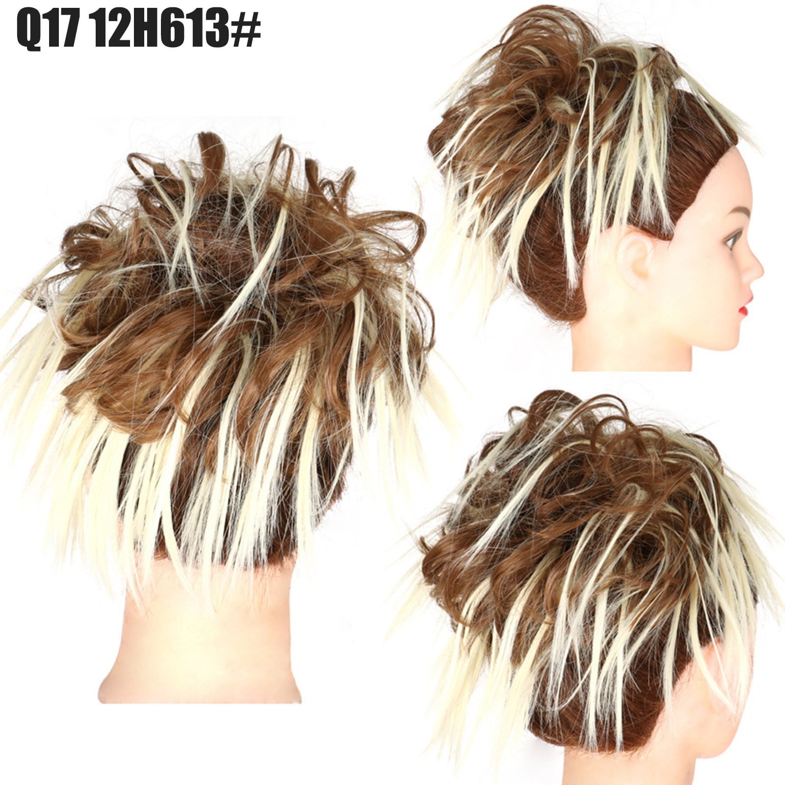 High Temperature Silk Synthetic Messy Bun Wig with Elastic Band Natural ...