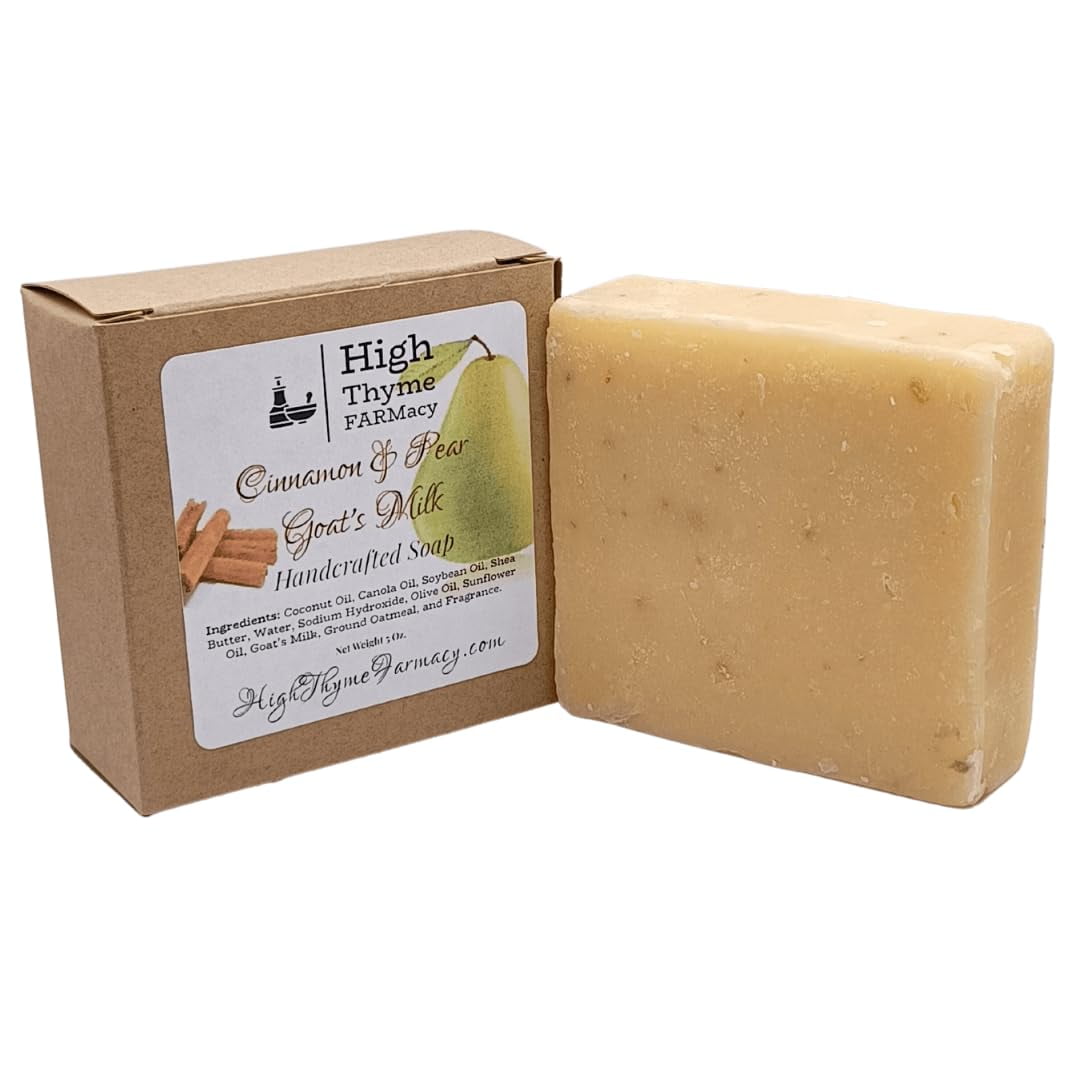 High Thyme FARMacy Cinnamon SBF3 & Pear Goat's Milk Soap with Oatmeal ...