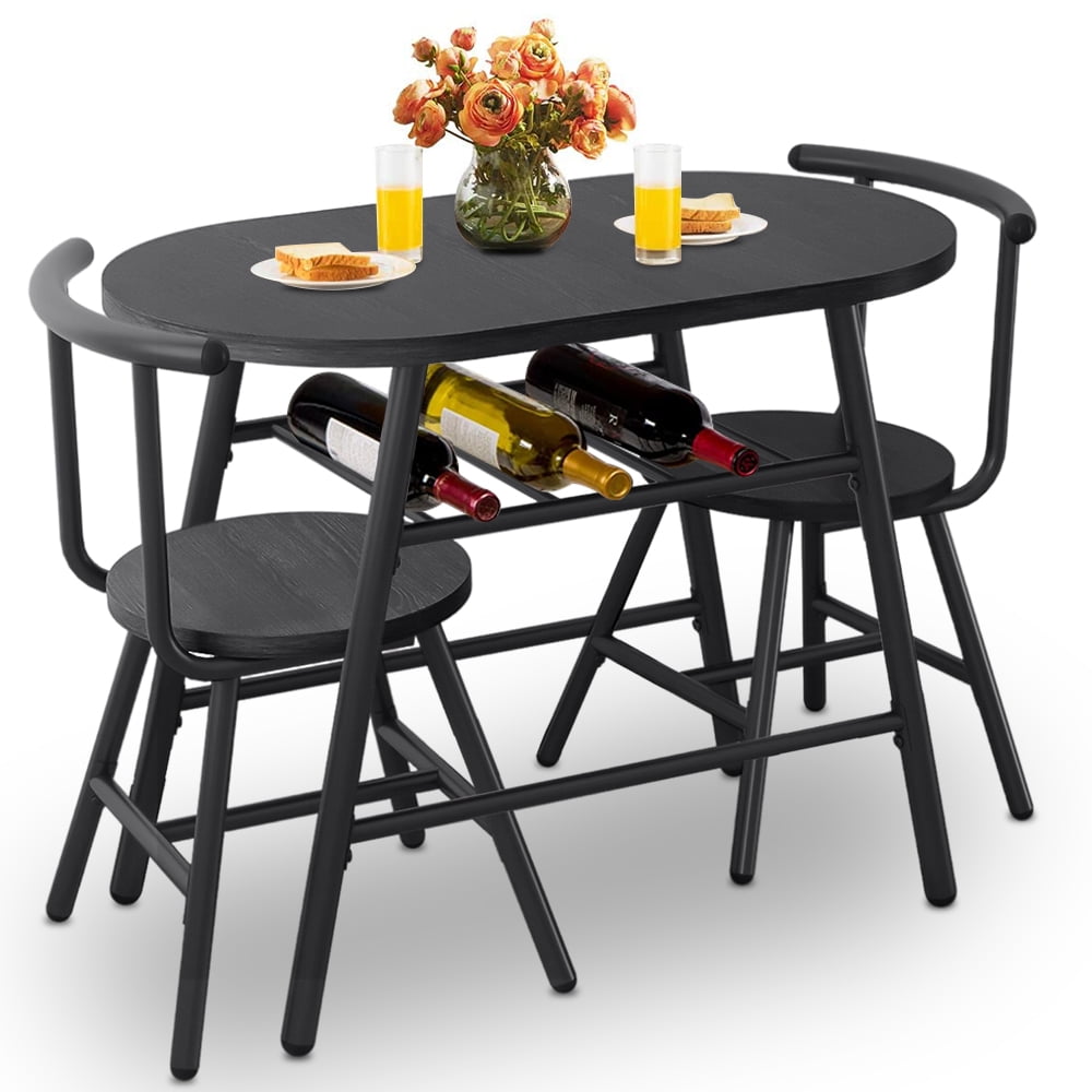 High Top Dining Set for 2, BTMWAY 3pcs Breakfast Table Set with Metal ...