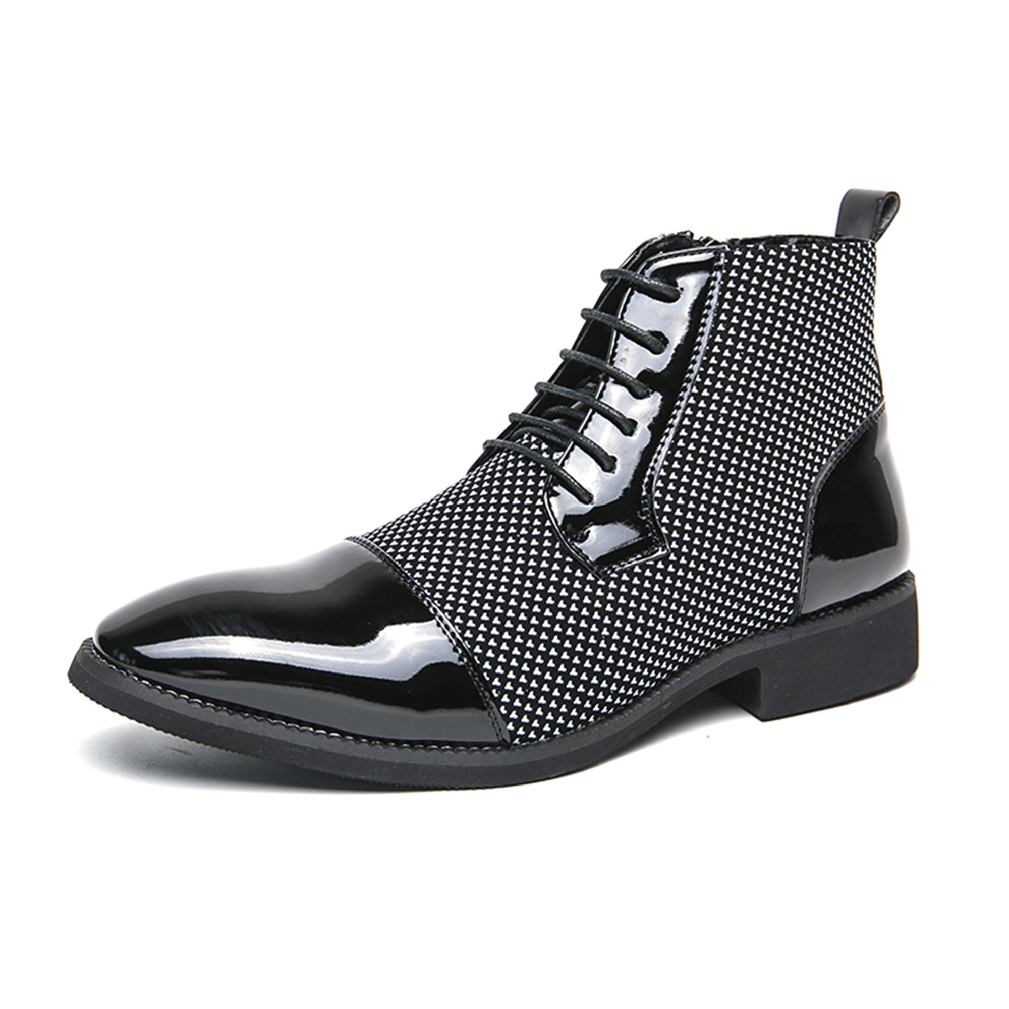 High Top Leather Shoes Pointed Toe Men's Boots Leather Shoes Fashion ...