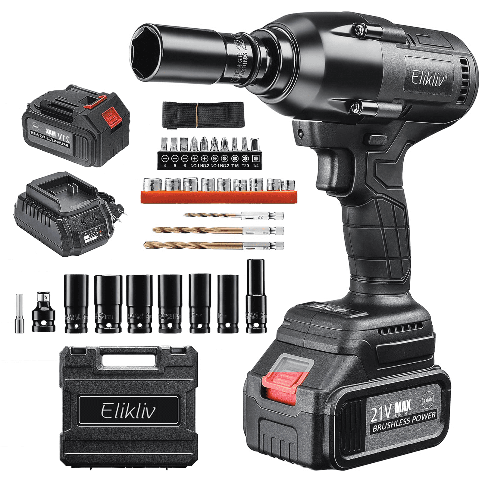 High-Torque 1/2 inch Impact Gun by Elikliv 420 Ft-lbs 3-Speed Power ...