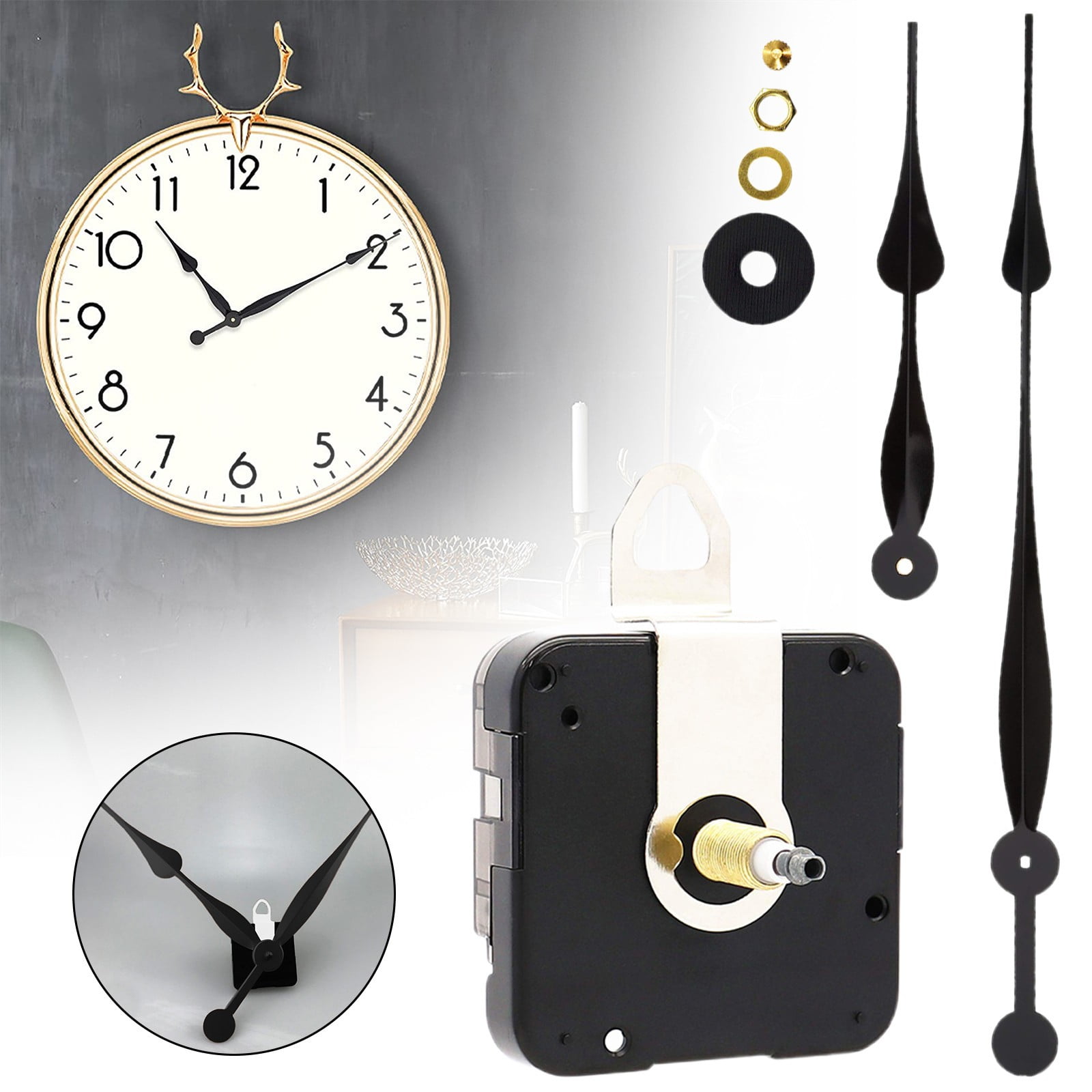 High Torque Long Shaft Clock Movement Mechanism With 12 Inch Long Hands ...