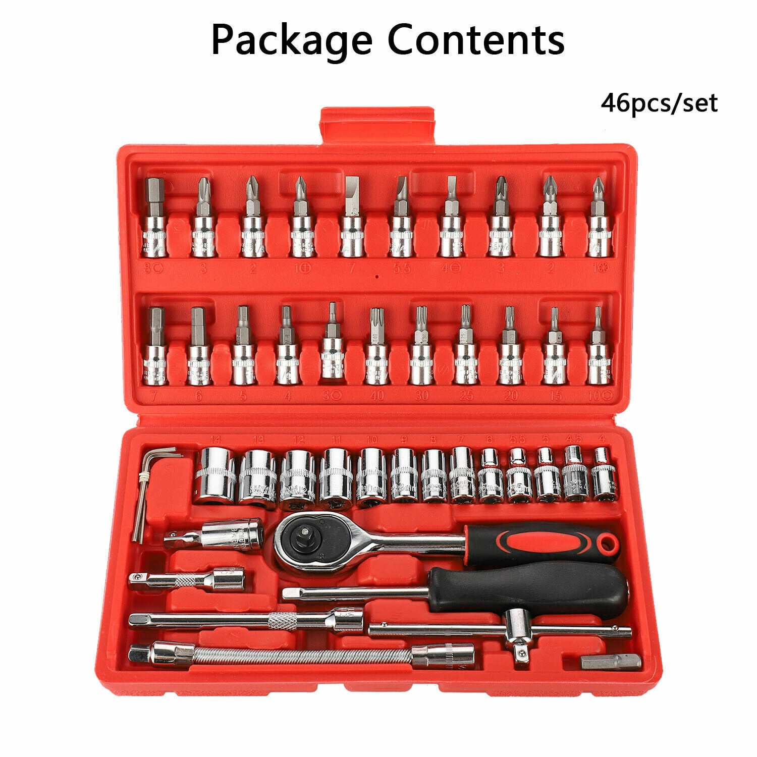 High-Torque Socket Set for Auto Repair and Home Maintenance, 1/4" Drive ...