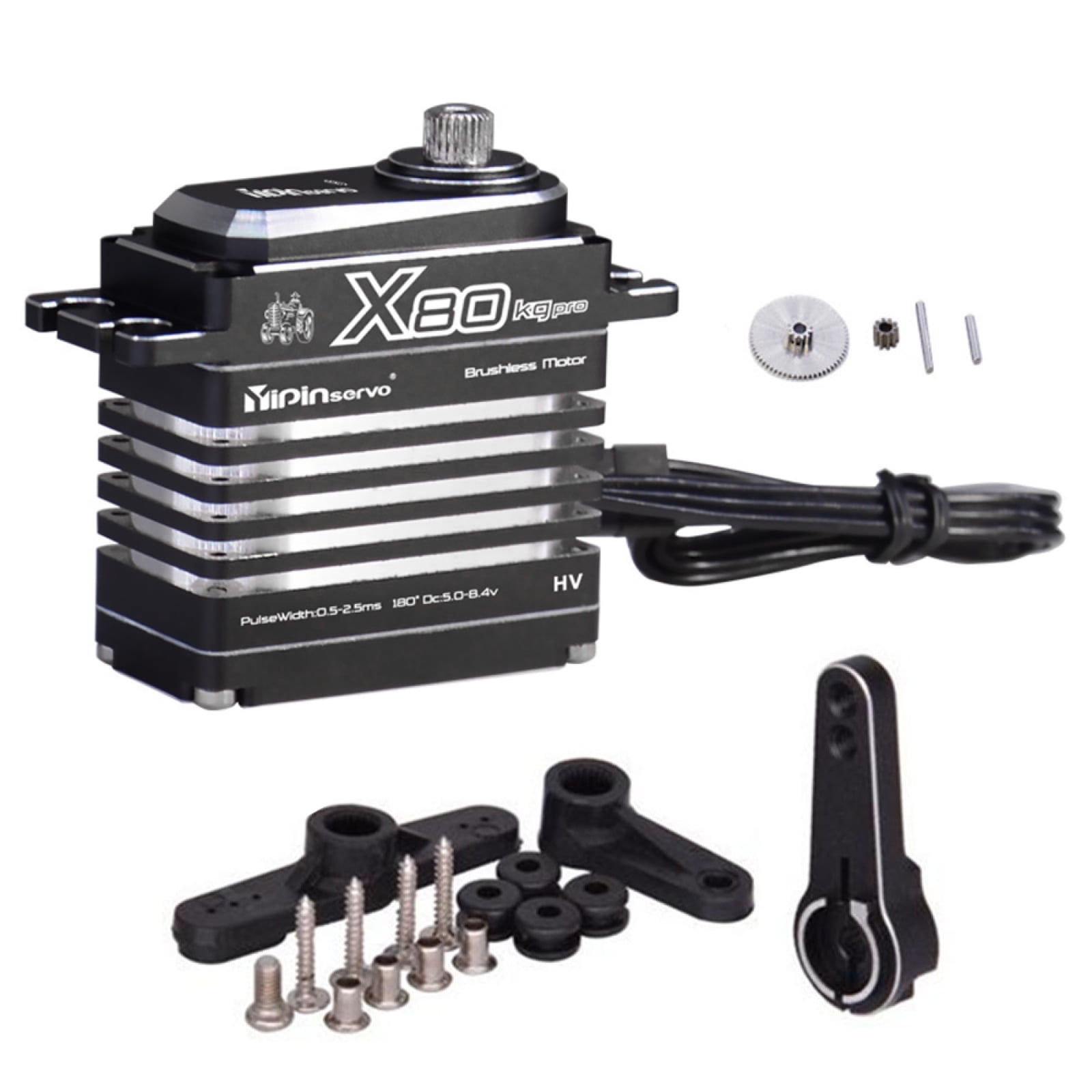 High Torque Waterproof Brushless RC Servo 80kg Torque, Full Metal Shell ...